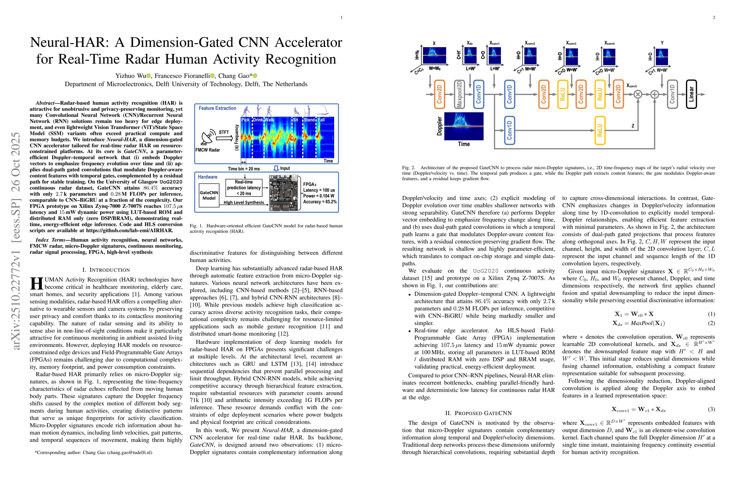 Neural-HAR: A Dimension-Gated CNN Accelerator for Real-Time Radar Human ...