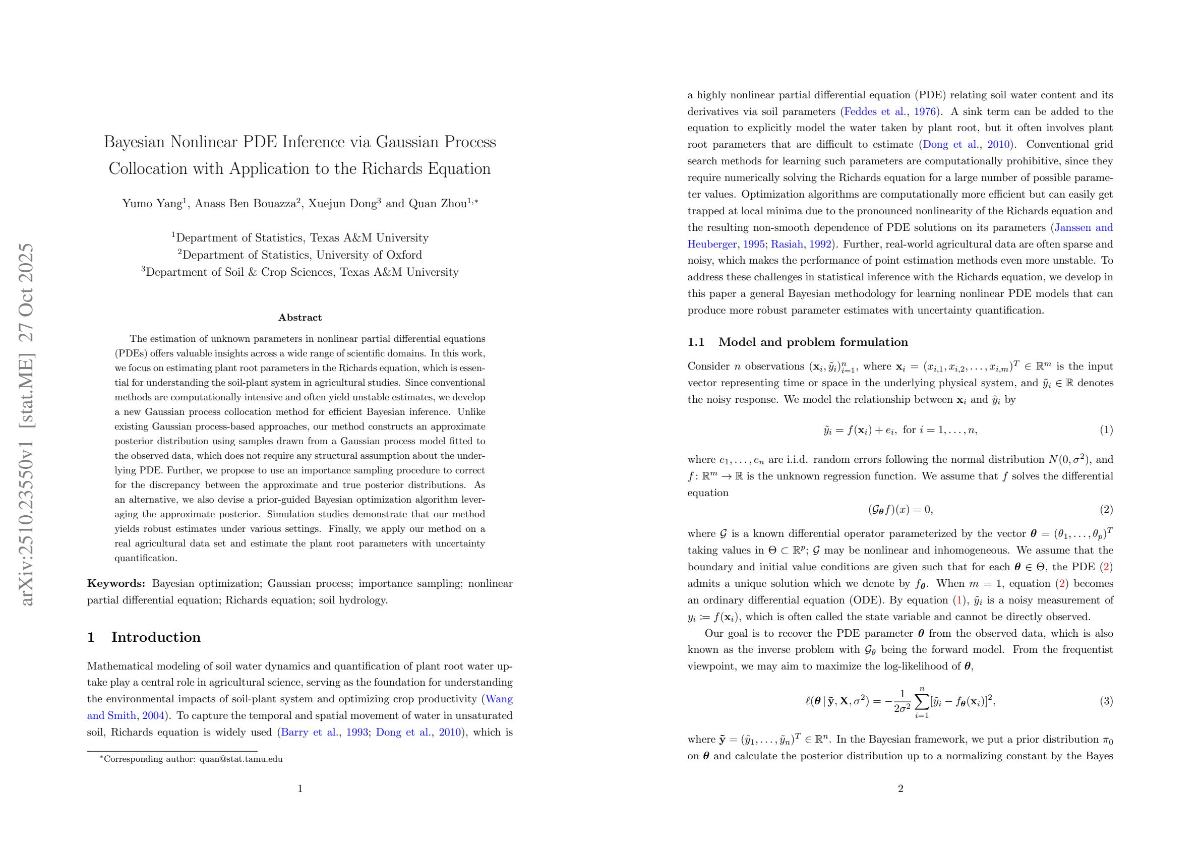 Bayesian Nonlinear PDE Inference via Gaussian Process Collocation with Application to the ...