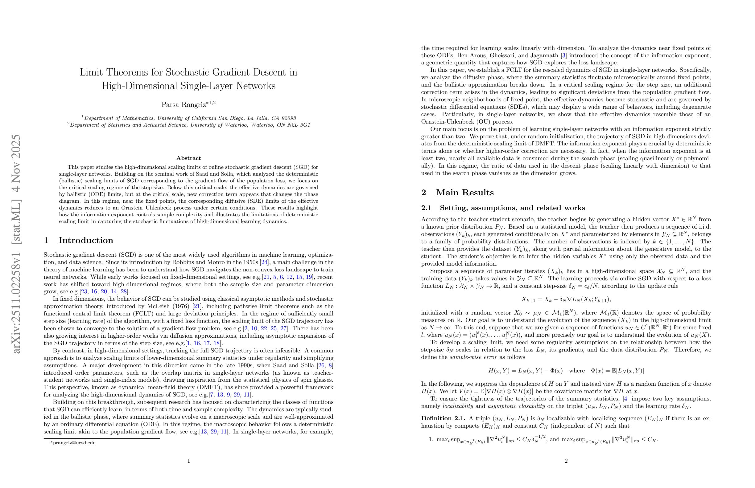Limit Theorems for Stochastic Gradient Descent in High-Dimensional ...