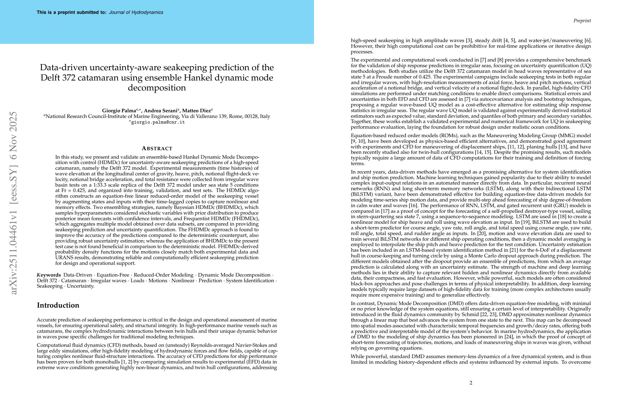 Data-driven uncertainty-aware seakeeping prediction of the Delft 372 ...
