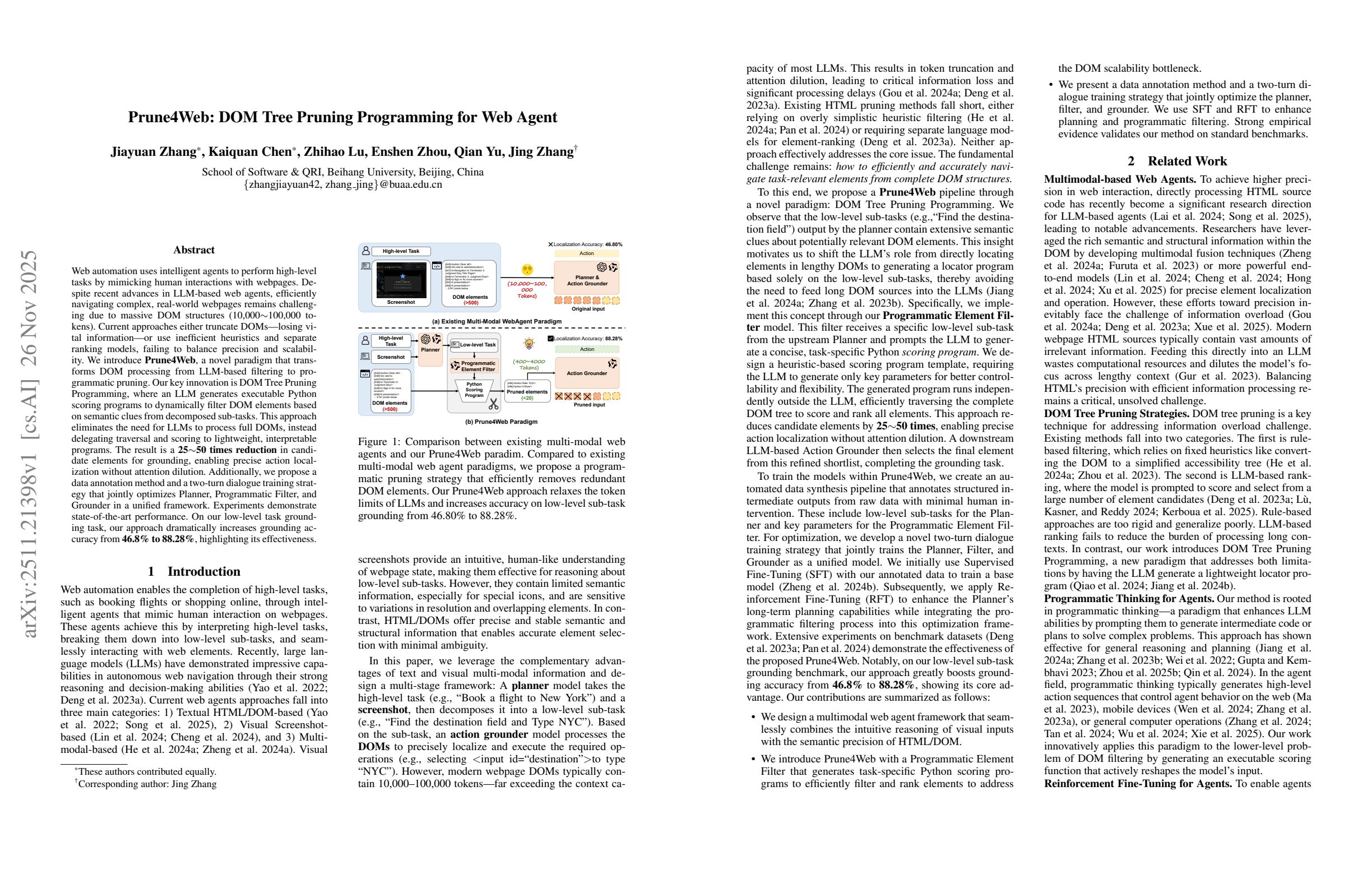 Prune4Web: DOM Tree Pruning Programming for Web Agent