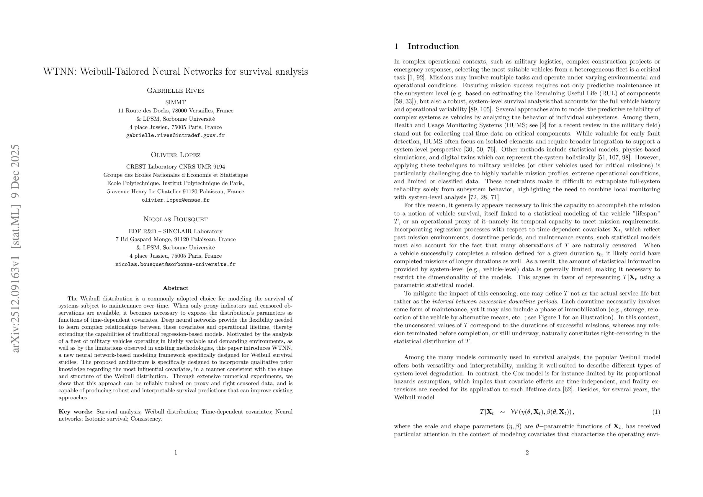 WTNN: Weibull-Tailored Neural Networks for survival analysis