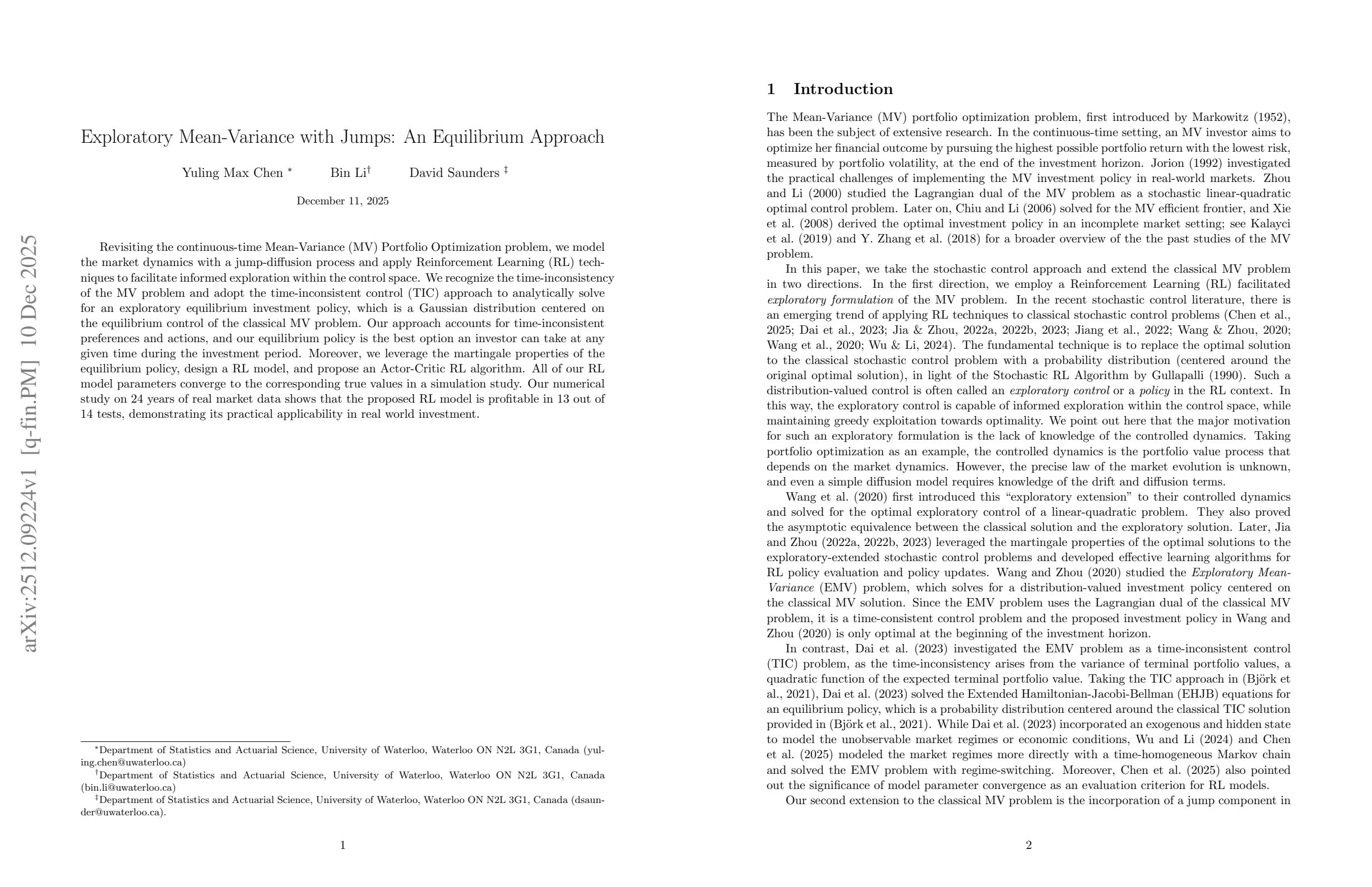 Exploratory Mean-Variance with Jumps: An Equilibrium Approach