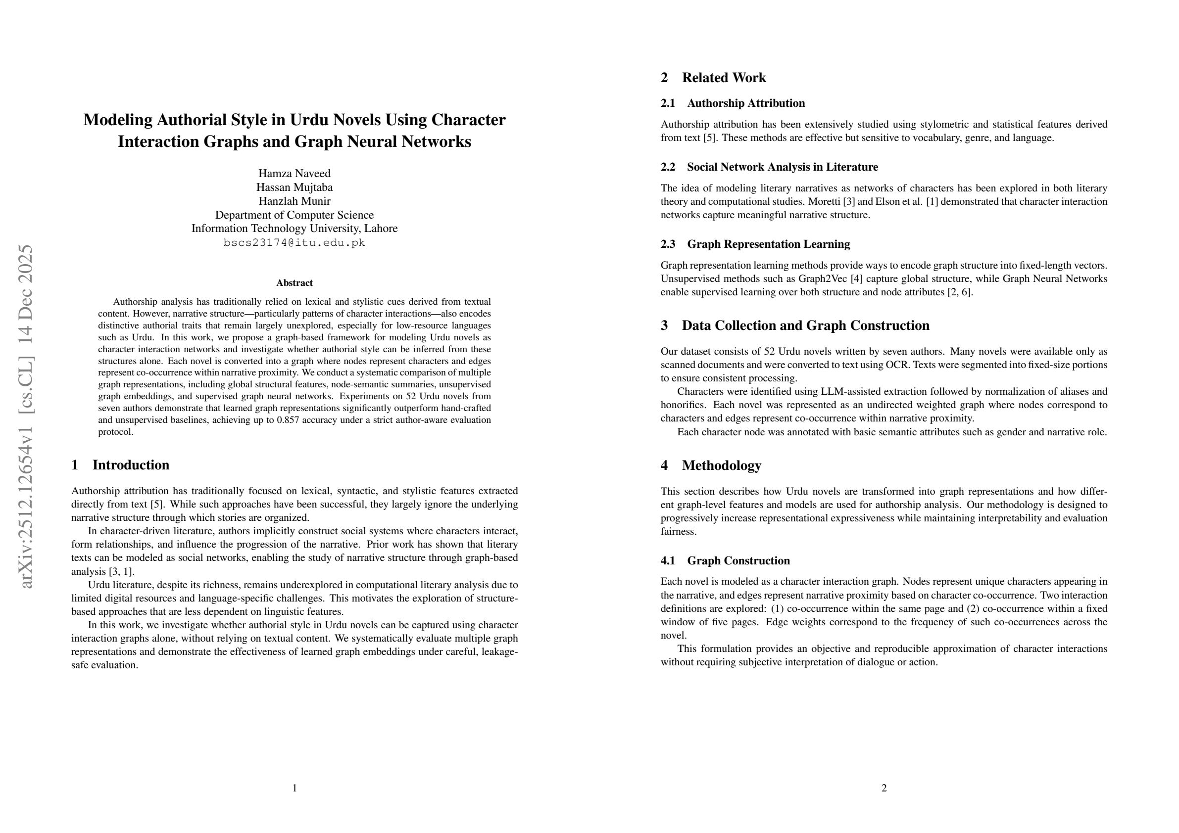 Modeling Authorial Style in Urdu Novels Using Character Interaction ...