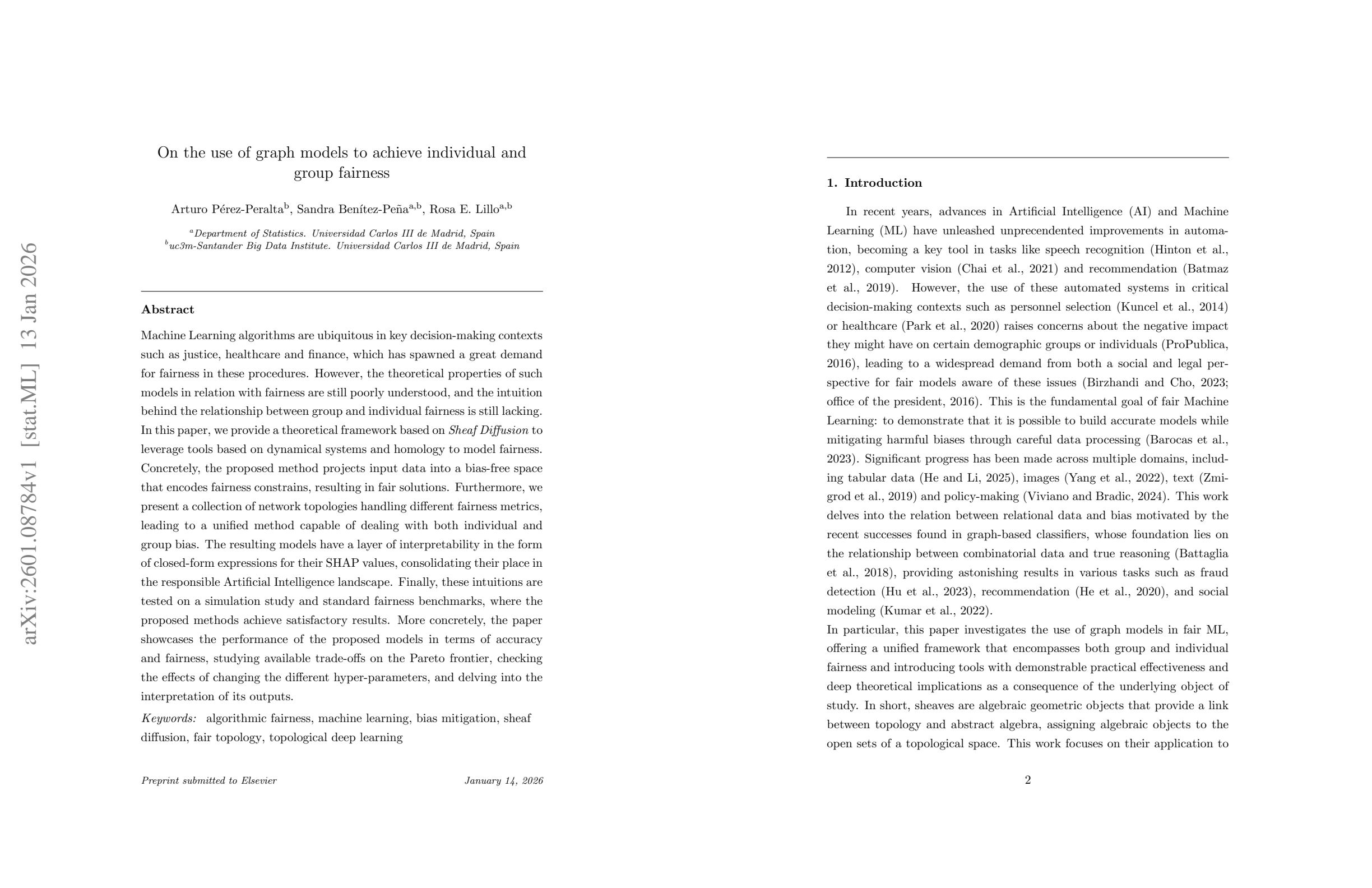 On the use of graph models to achieve individual and group fairness