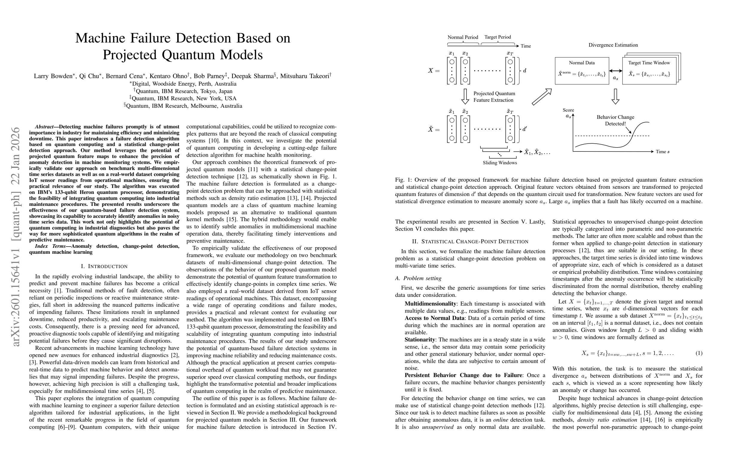 Machine Failure Detection Based on Projected Quantum Models