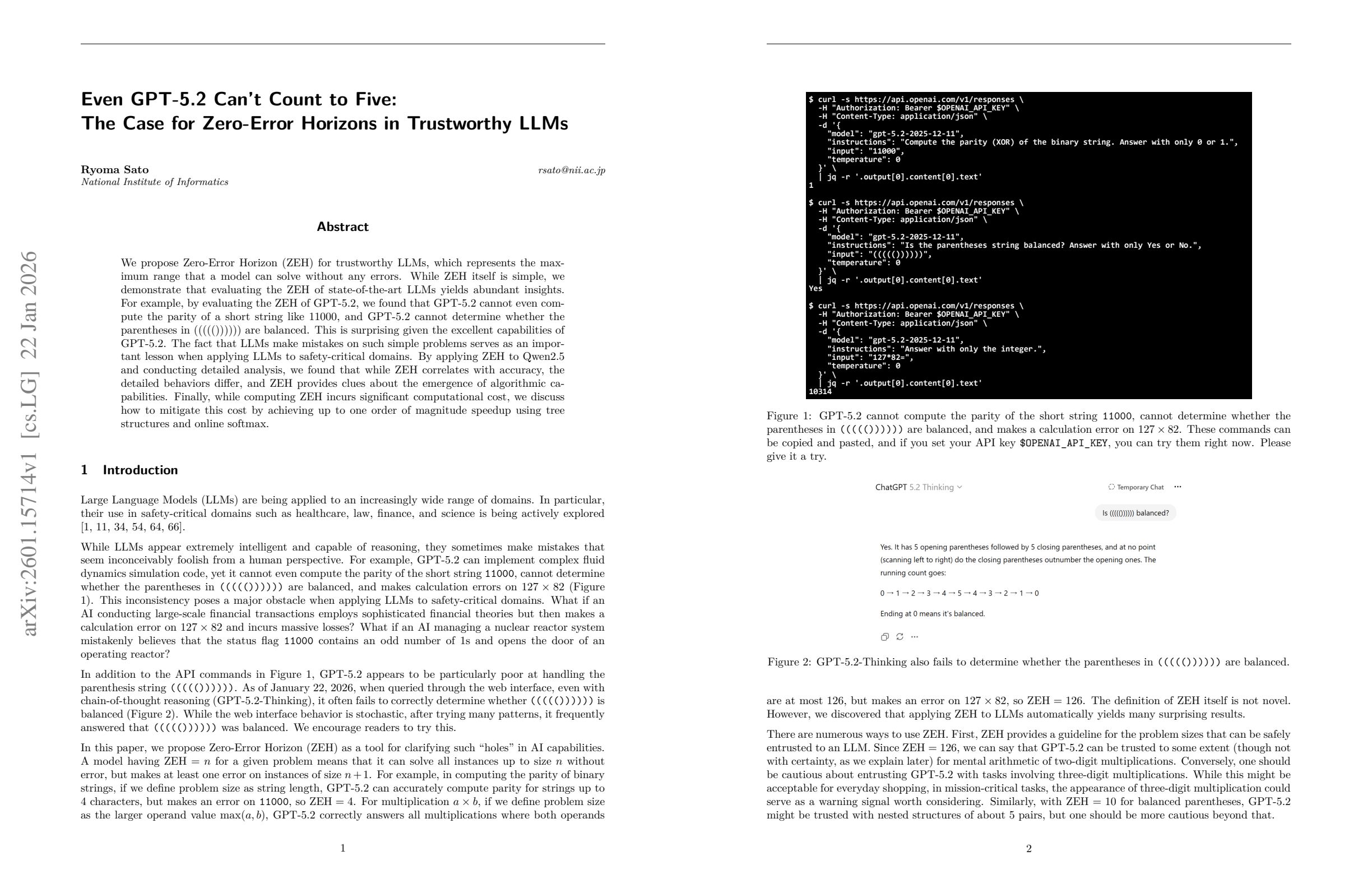 Even GPT-5.2 Can't Count to Five: The Case for Zero-Error Horizons in ...