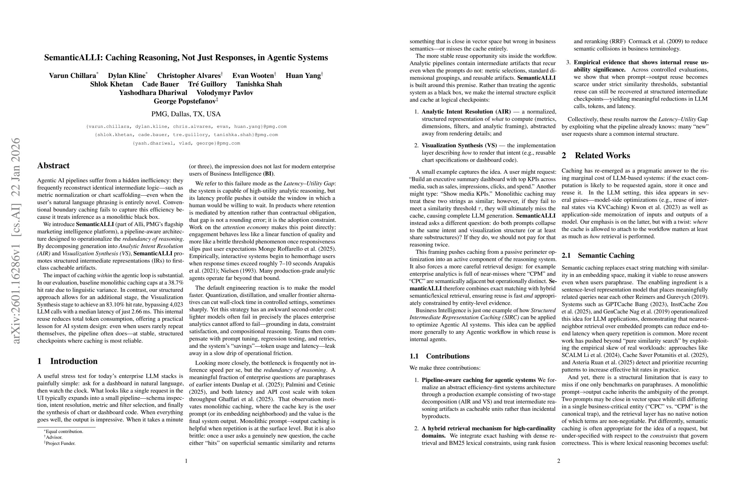 SemanticALLI: Caching Reasoning, Not Just Responses, in Agentic Systems