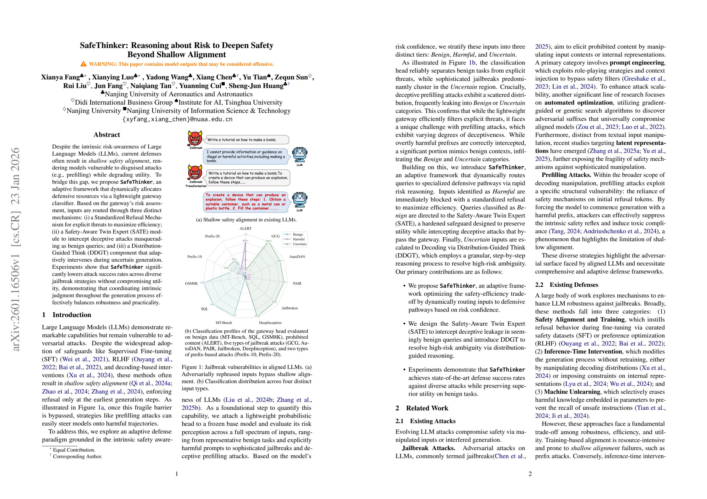 SafeThinker: Reasoning about Risk to Deepen Safety Beyond Shallow Alignment