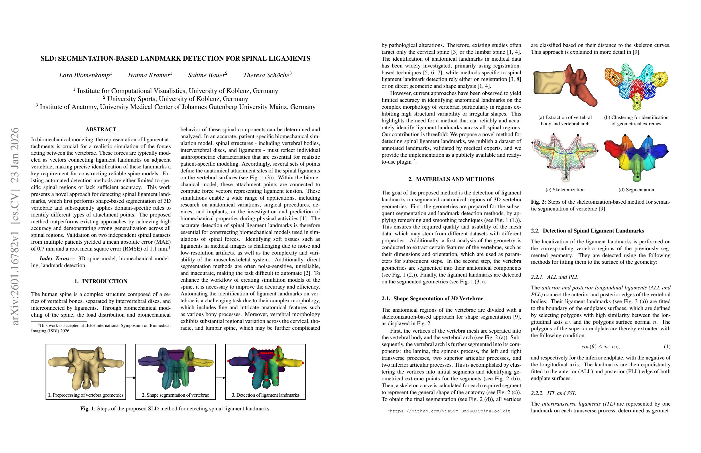SLD: Segmentation-Based Landmark Detection for Spinal Ligaments