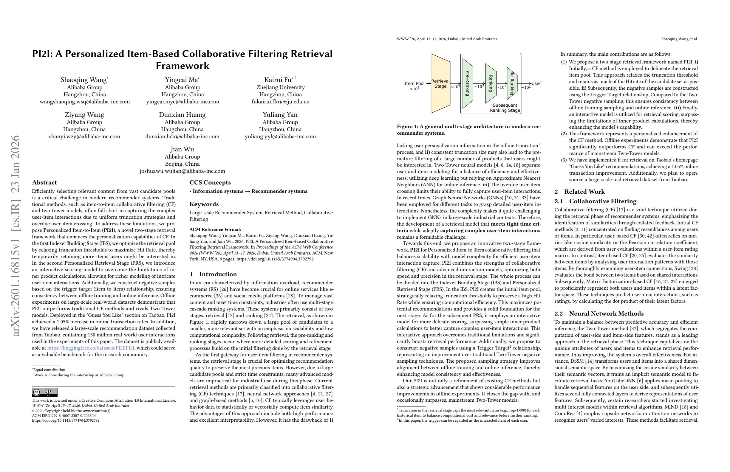 PI2I: A Personalized Item-Based Collaborative Filtering Retrieval Framework