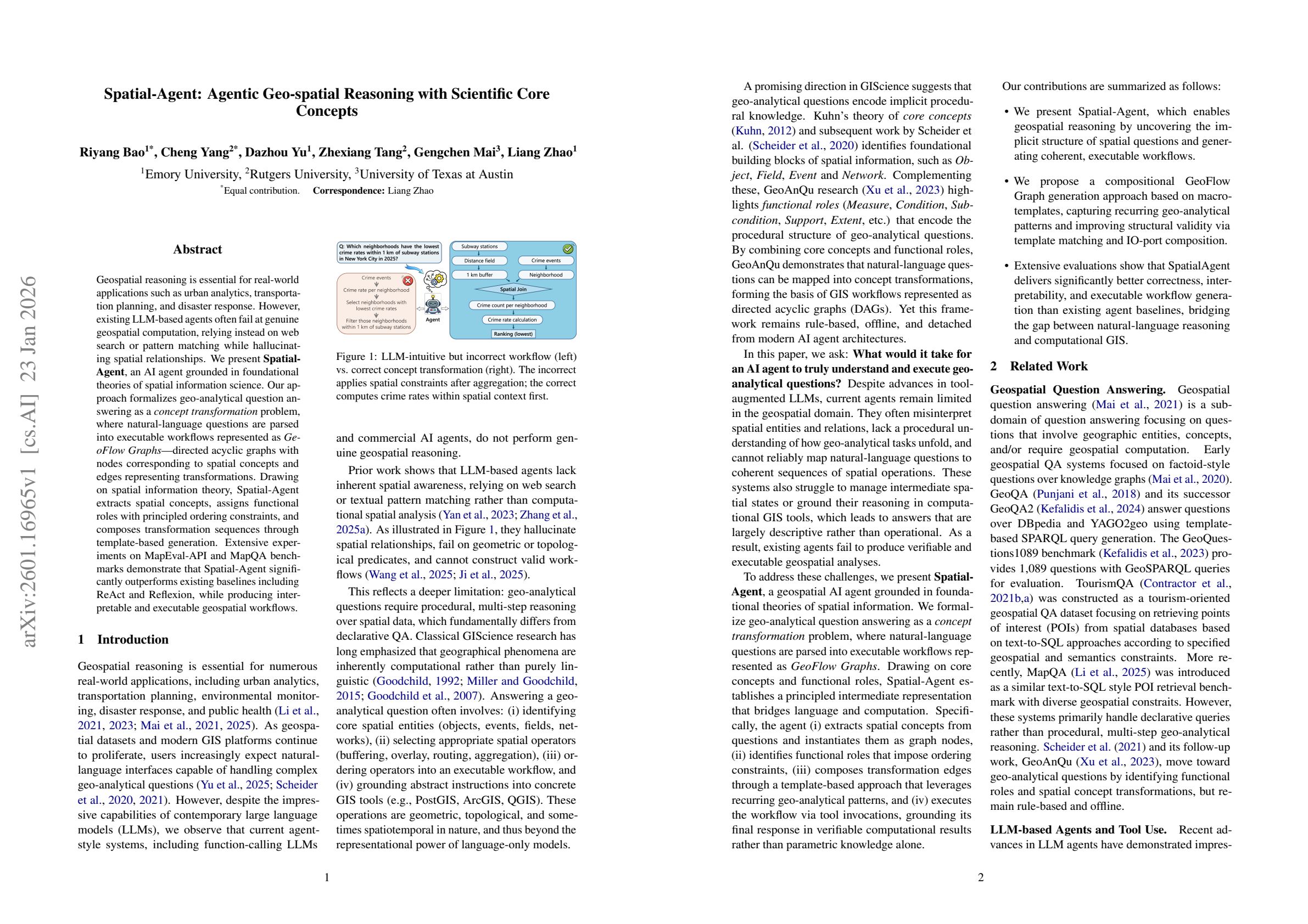Spatial-Agent: Agentic Geo-spatial Reasoning with Scientific Core Concepts