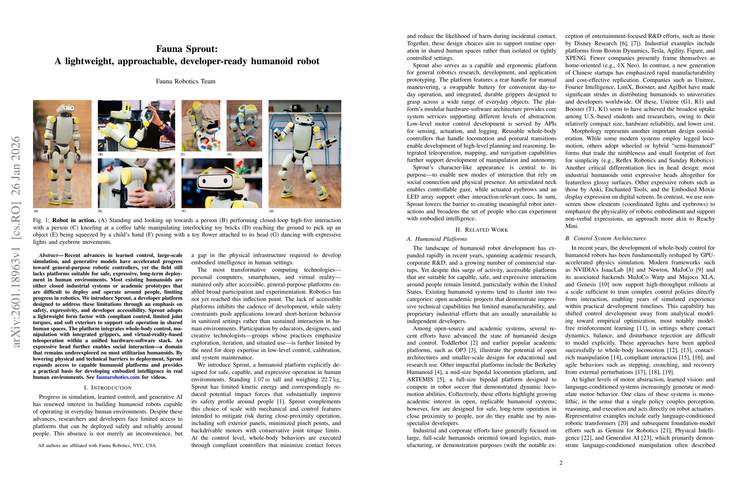 Fauna Sprout: A lightweight, approachable, developer-ready humanoid robot