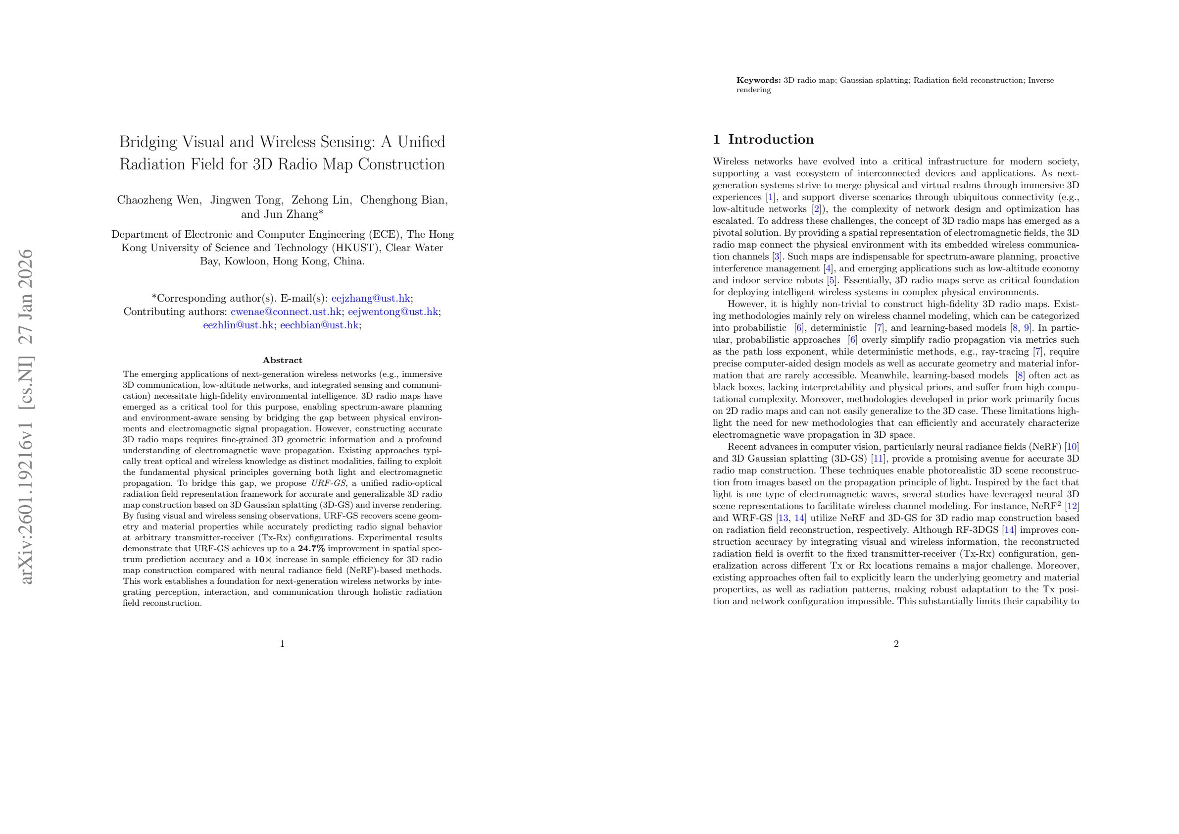 Bridging Visual and Wireless Sensing: A Unified Radiation Field for 3D ...