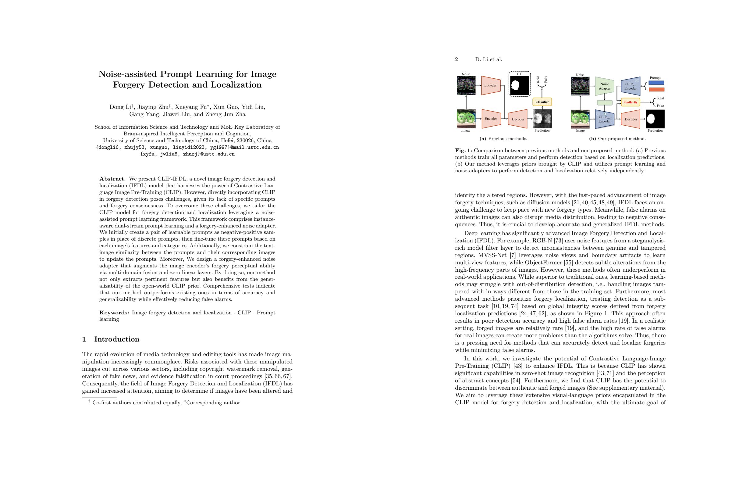 Noise-assisted Prompt Learning for Image Forgery Detection and Localization