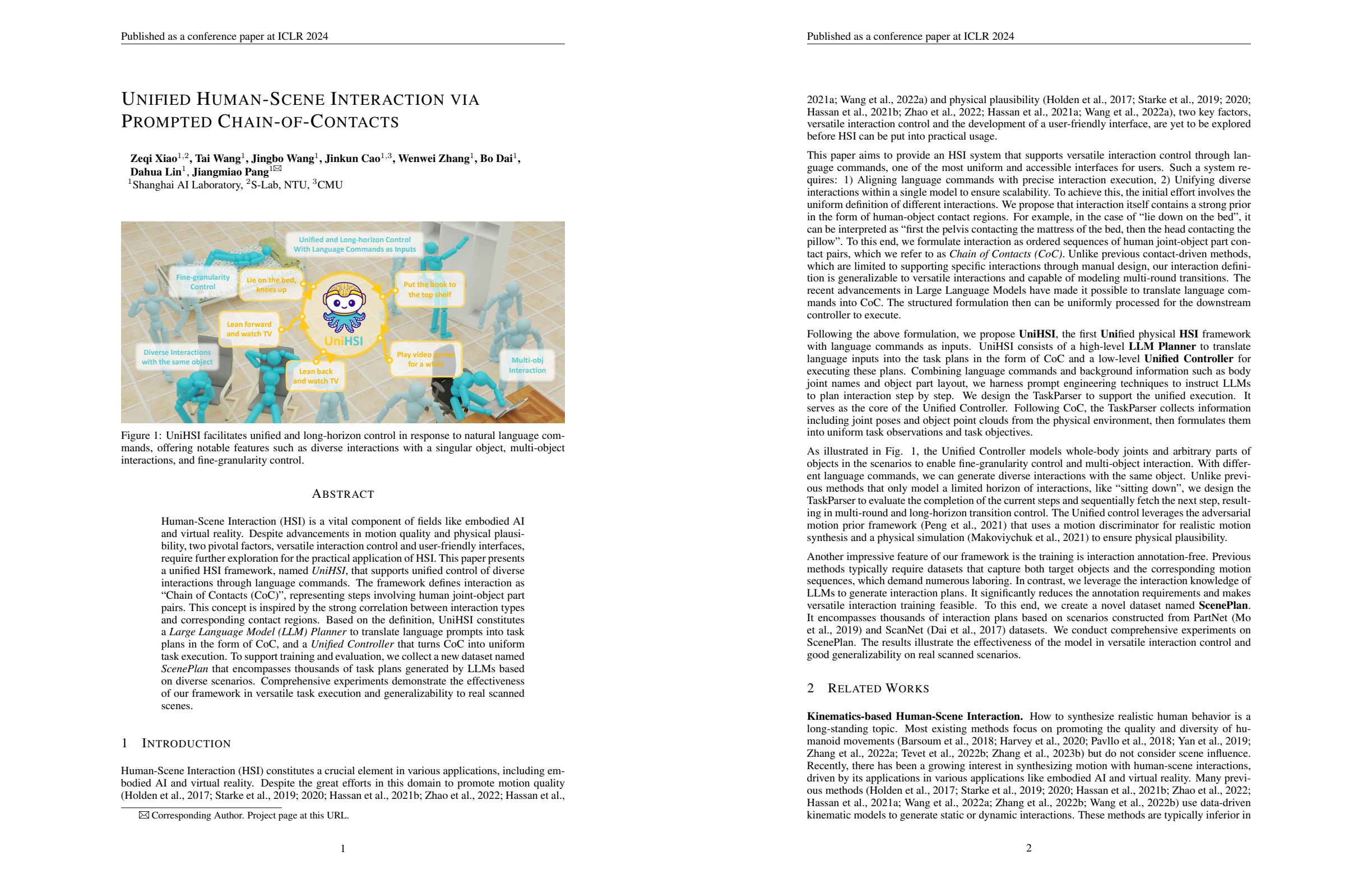 Unified Human-Scene Interaction via Prompted Chain-of-Contacts