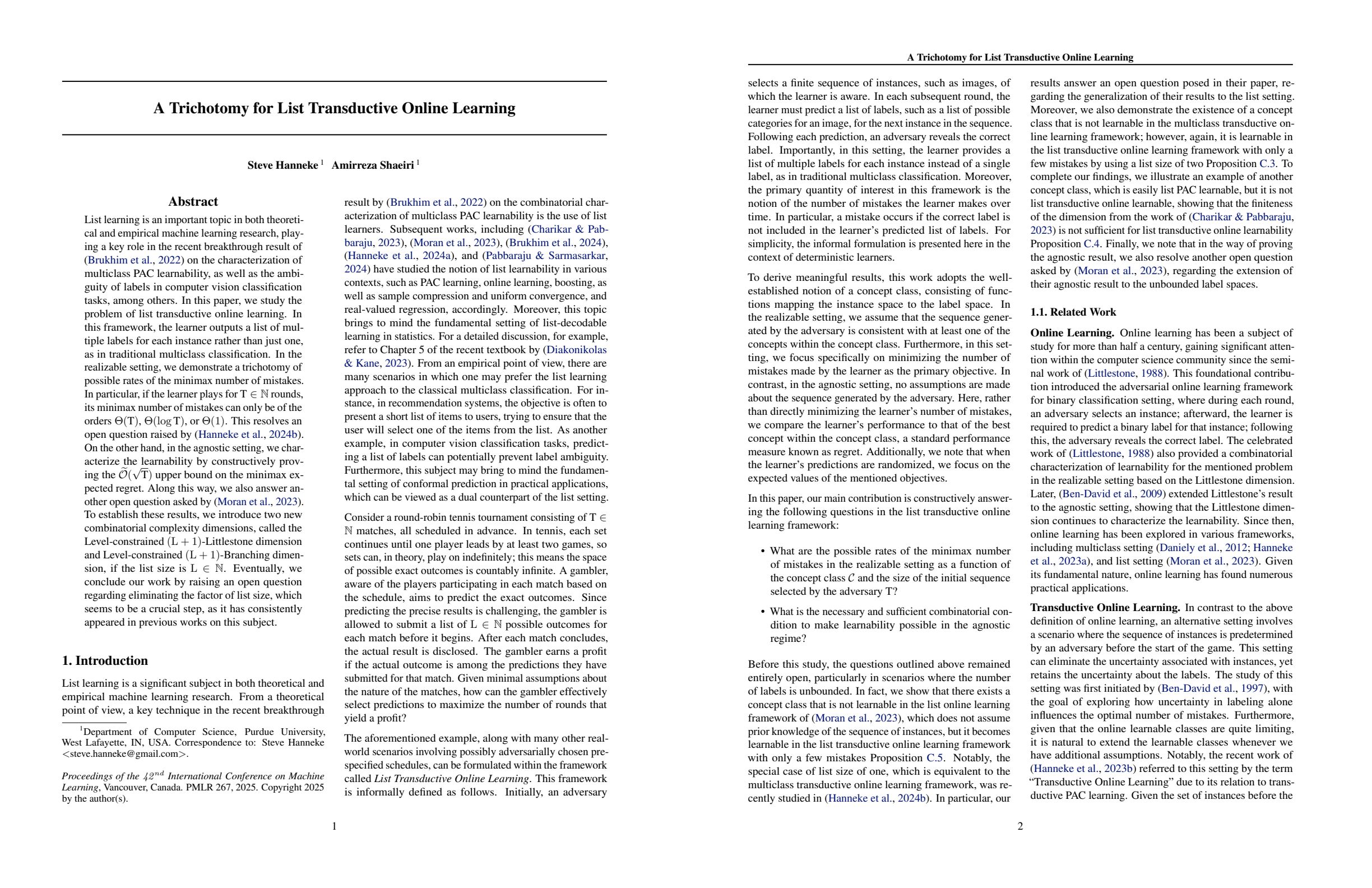 A Trichotomy for List Transductive Online Learning