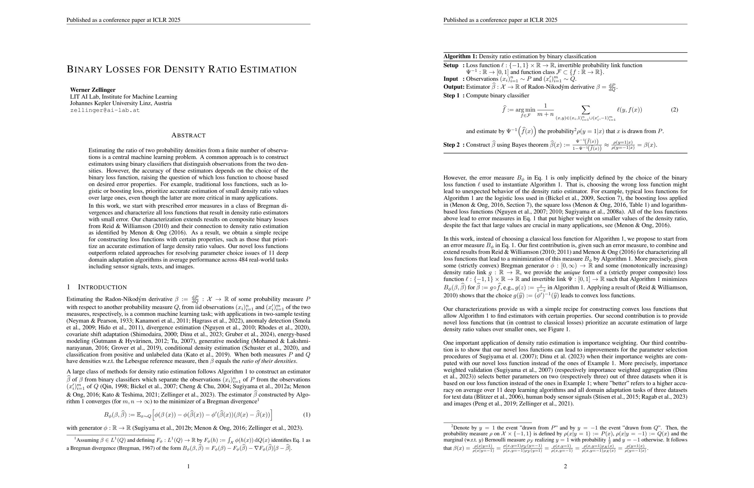 Binary Losses for Density Ratio Estimation