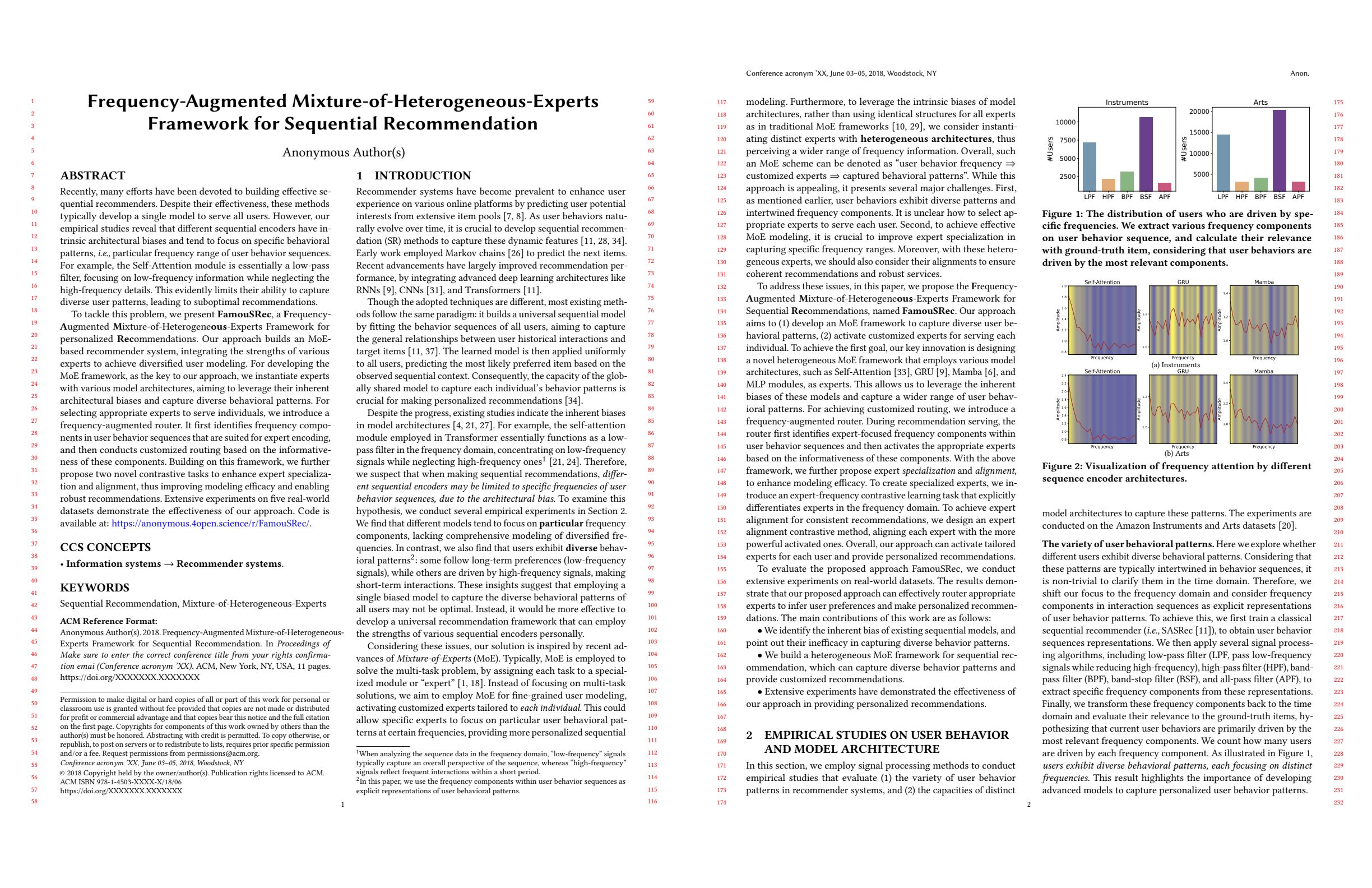 Frequency-Augmented Mixture-of-Heterogeneous-Experts Framework for Sequential Recommendation