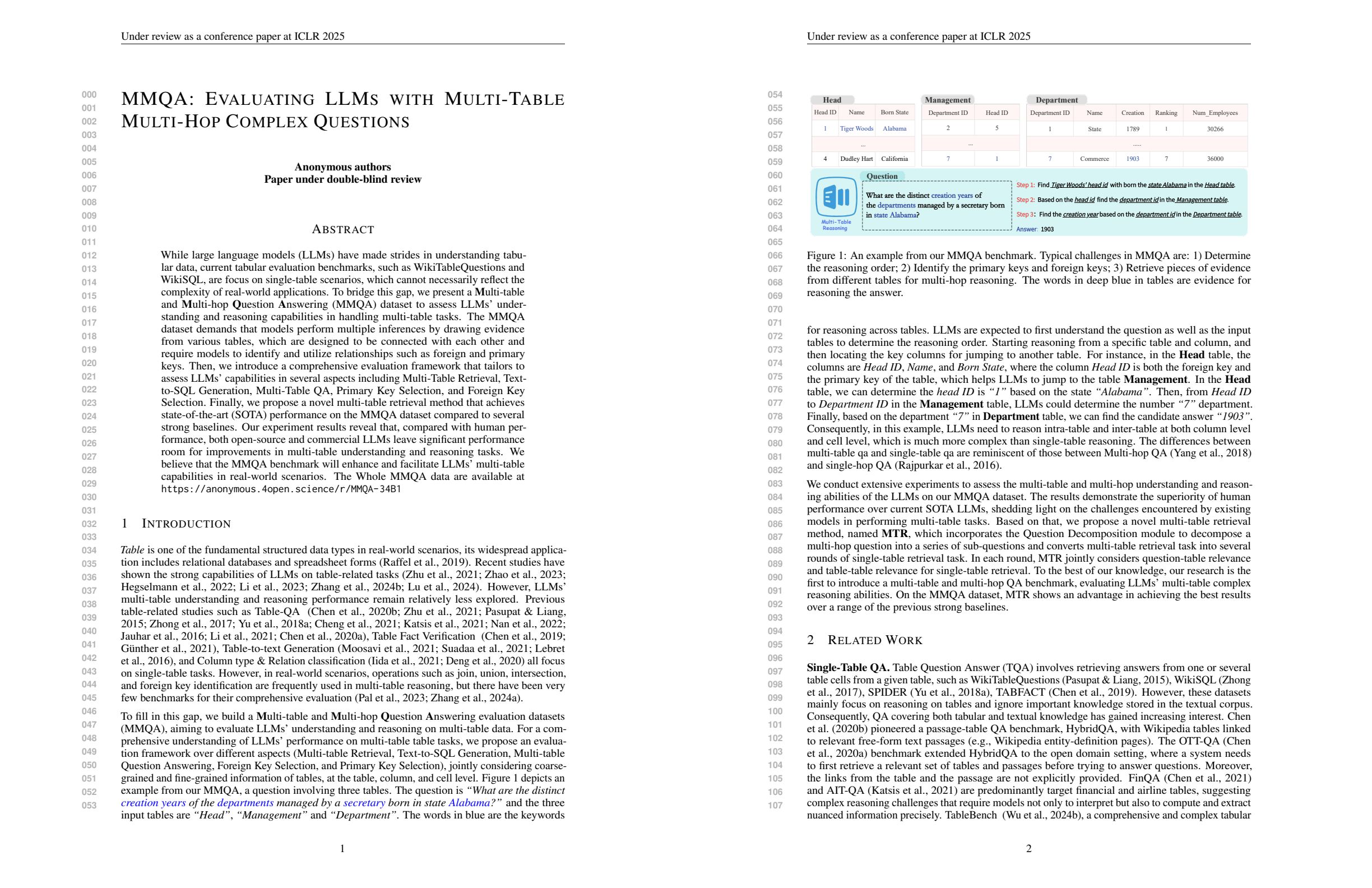 MMQA: Evaluating LLMs with Multi-Table Multi-Hop Complex Questions