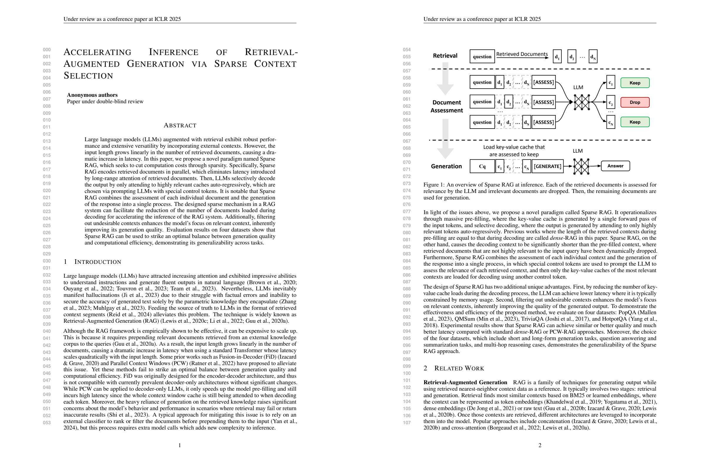 Accelerating Inference of Retrieval-Augmented Generation via Sparse Context Selection