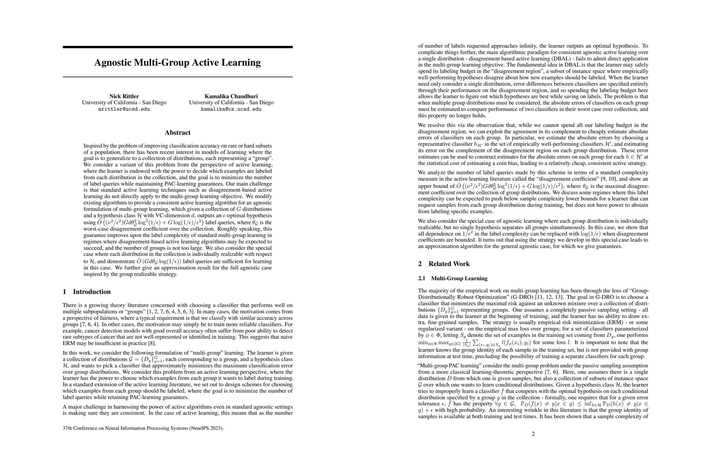 Agnostic Multi-Group Active Learning