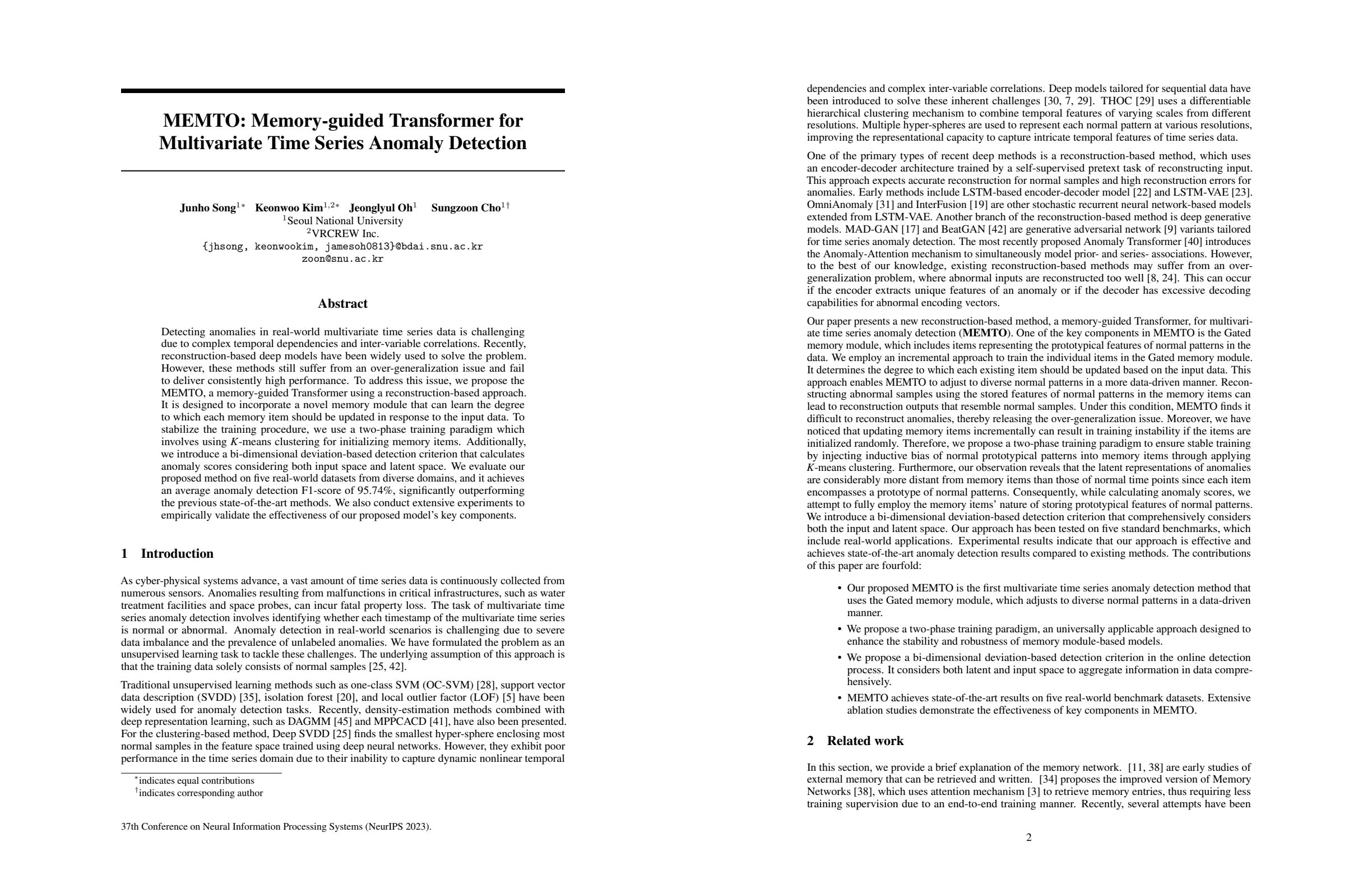 MEMTO: Memory-guided Transformer for Multivariate Time Series Anomaly Detection