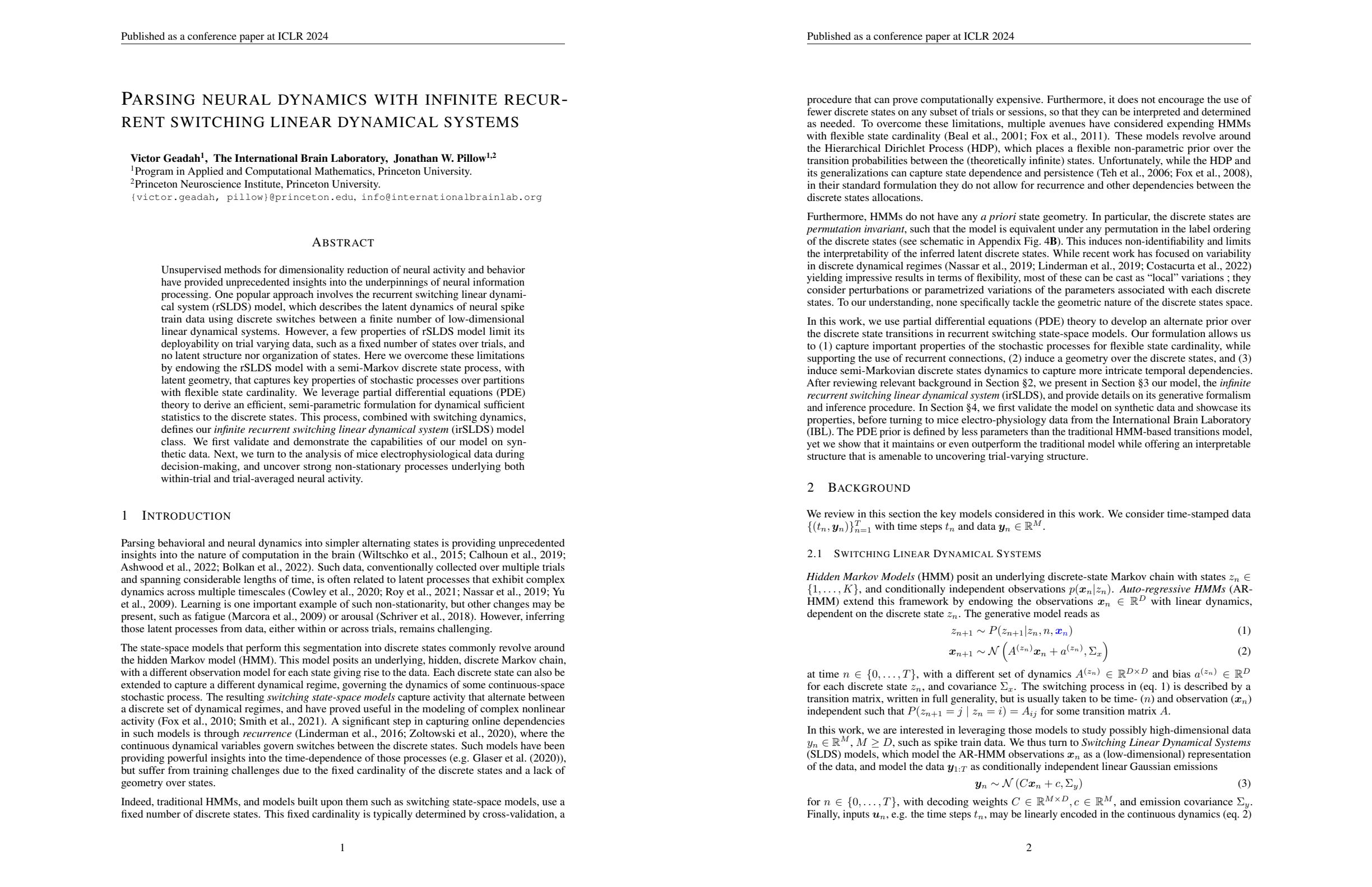 Parsing neural dynamics with infinite recurrent switching linear ...
