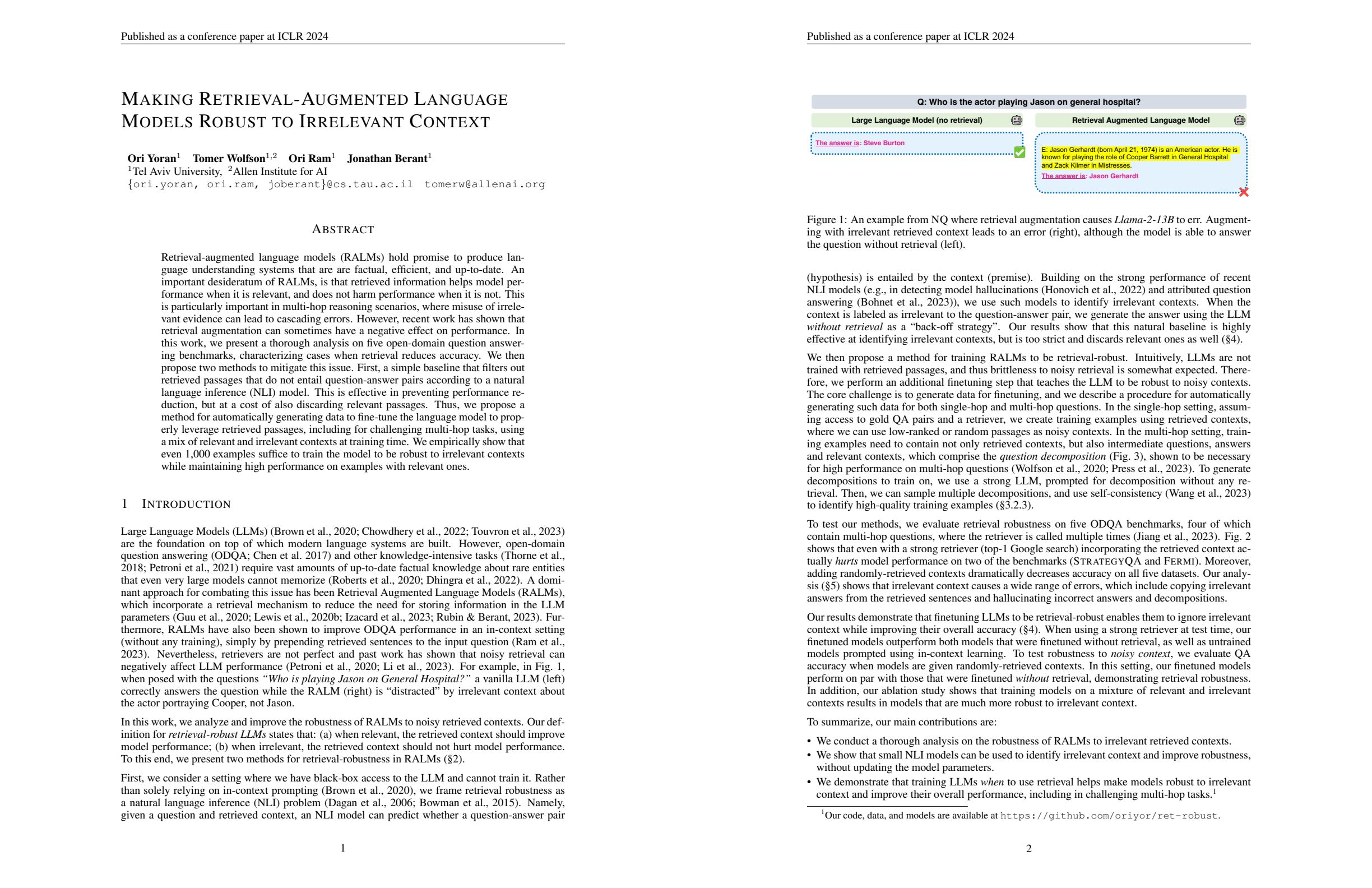 Making Retrieval-Augmented Language Models Robust to Irrelevant Context