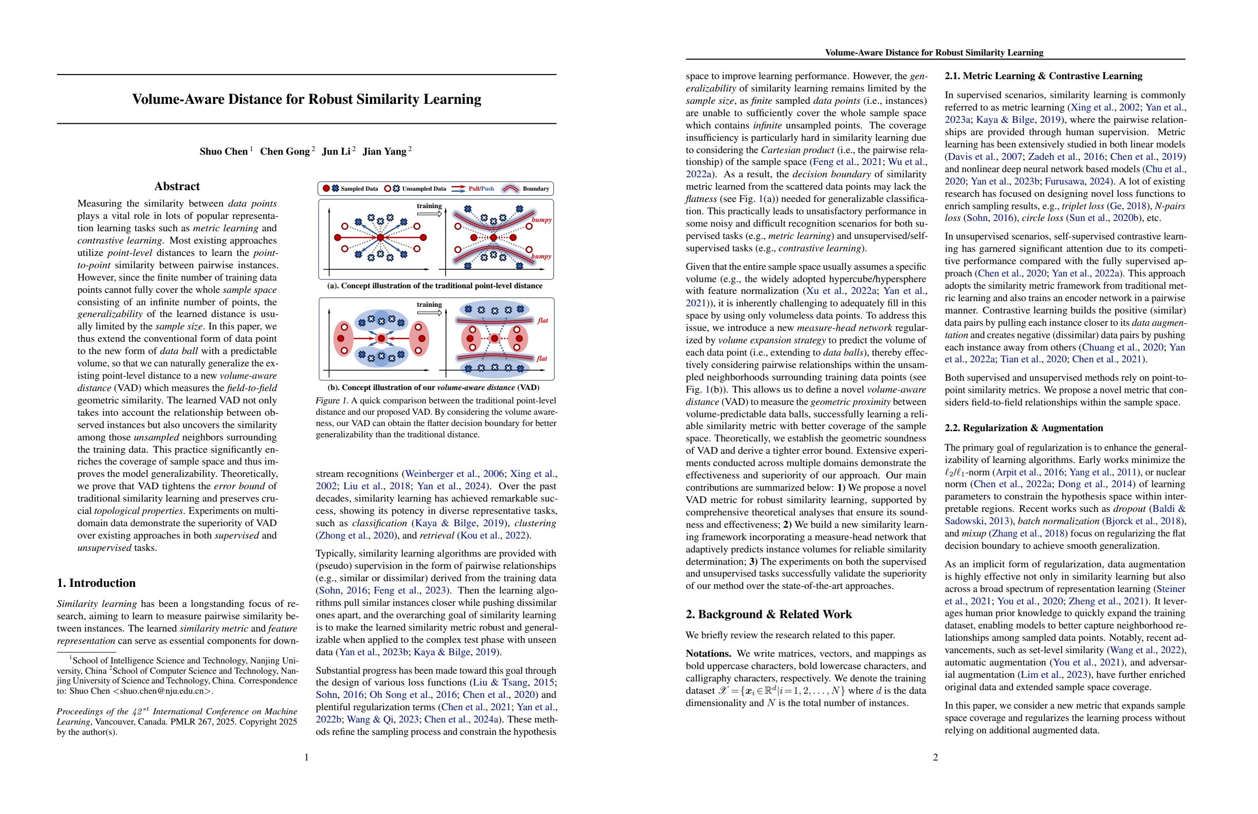 Volume-Aware Distance for Robust Similarity Learning