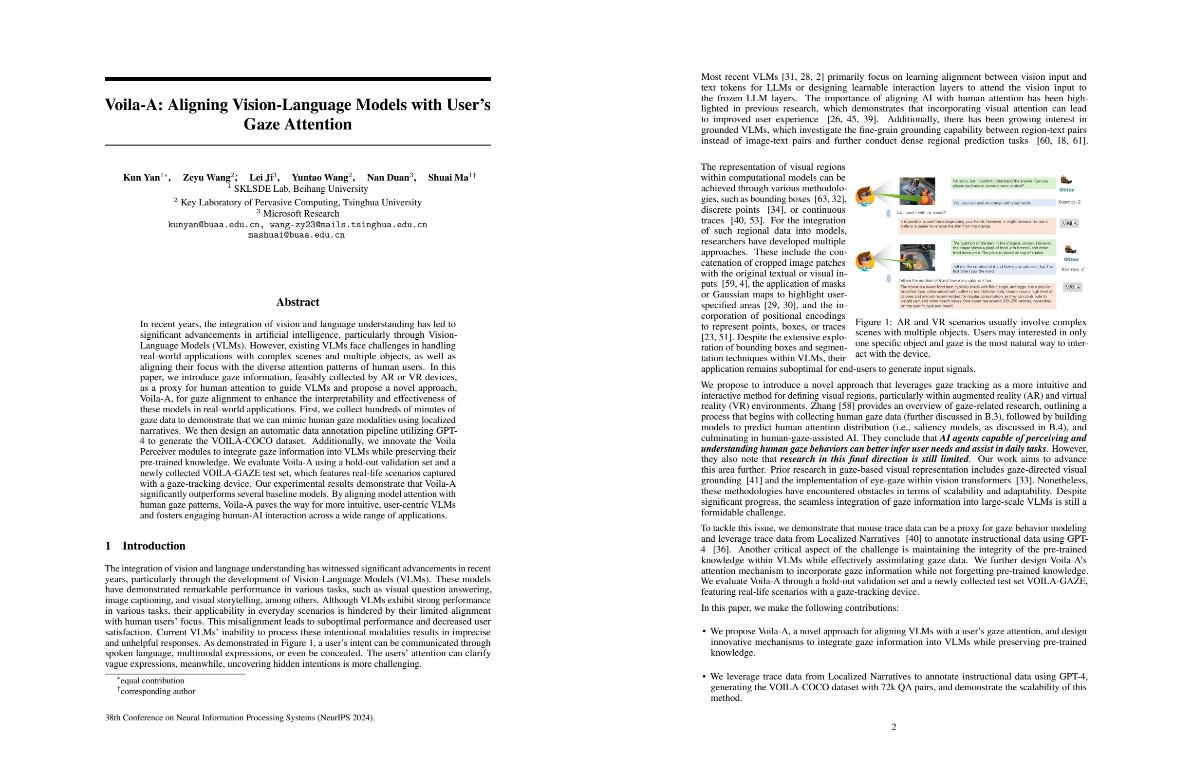 Voila-A: Aligning Vision-Language Models with User's Gaze Attention