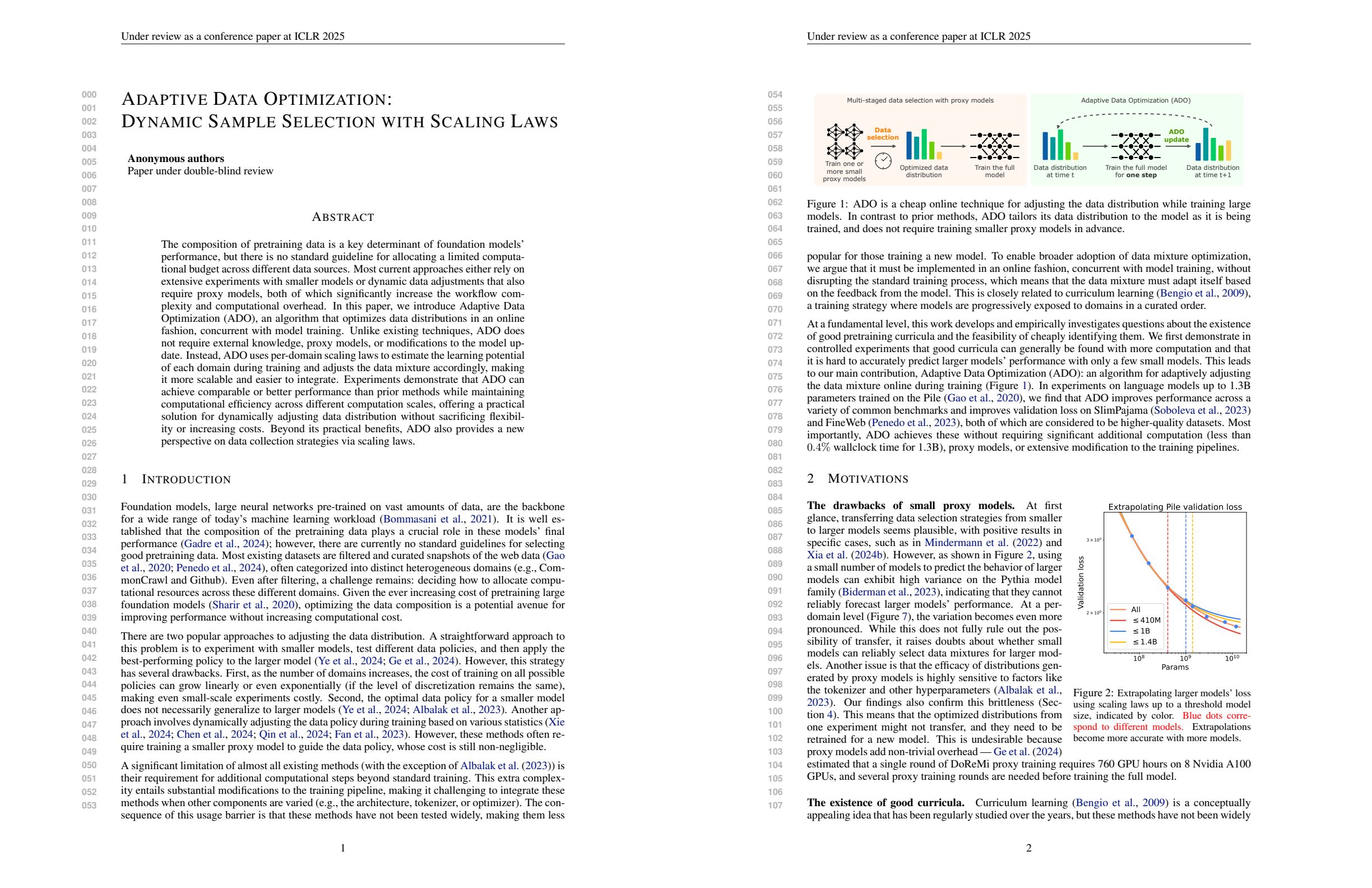 Adaptive Data Optimization: Dynamic Sample Selection with Scaling Laws