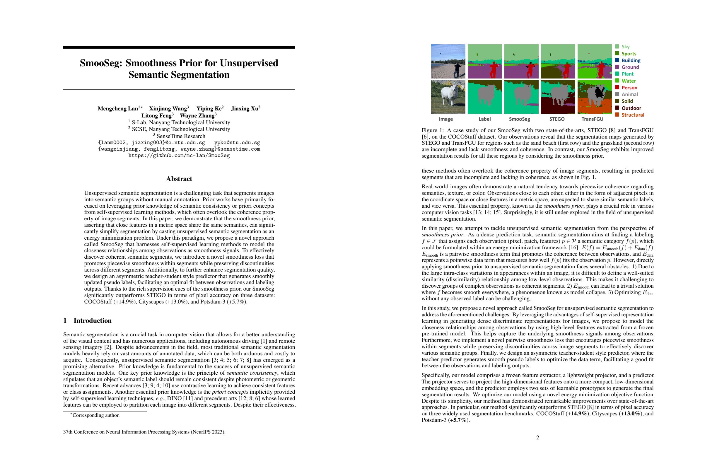 SmooSeg: Smoothness Prior for Unsupervised Semantic Segmentation
