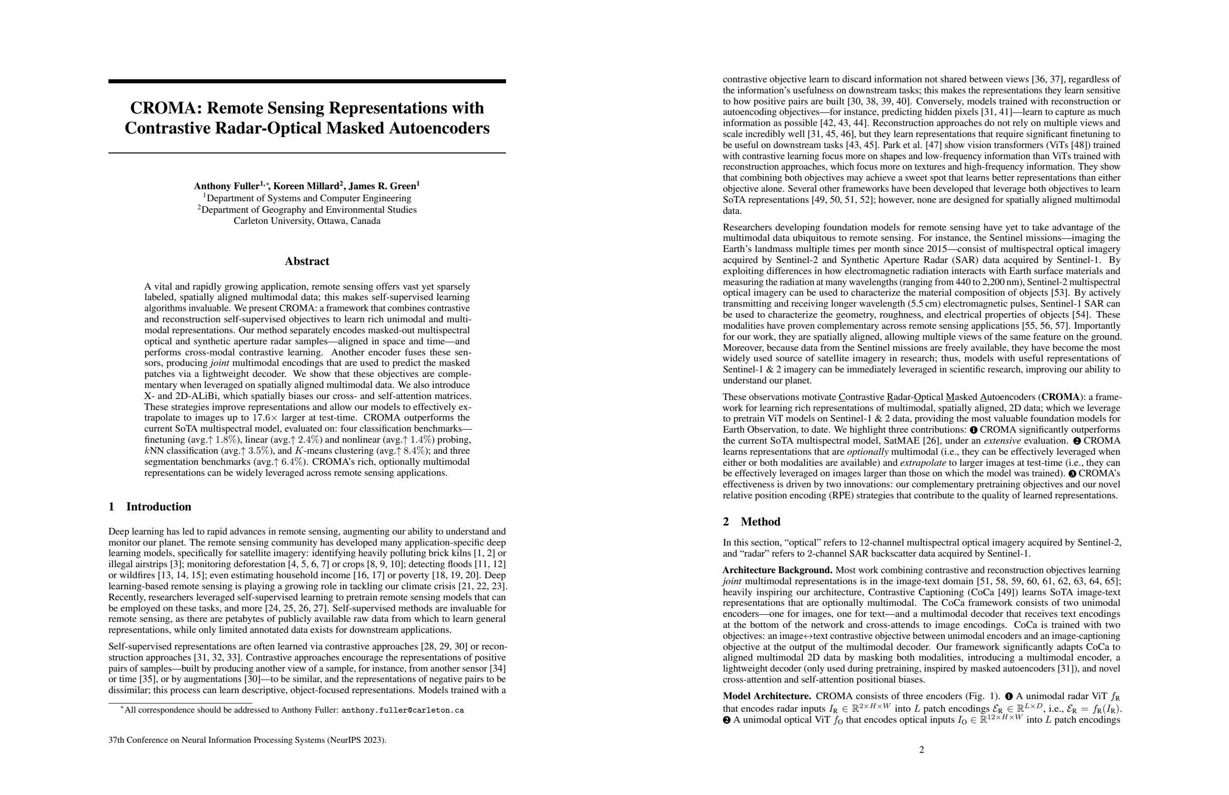 CROMA: Remote Sensing Representations with Contrastive Radar-Optical ...