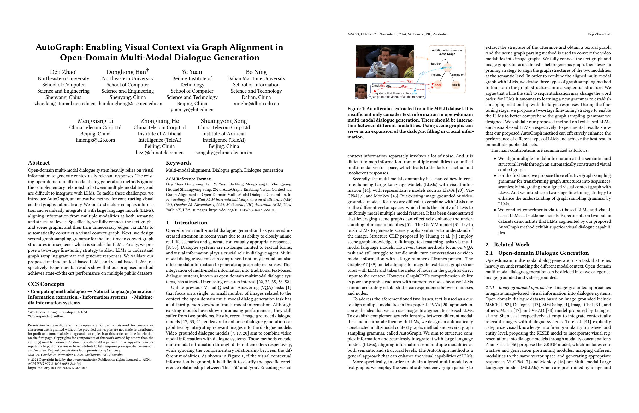 AutoGraph: Enabling Visual Context via Graph Alignment in Open Domain Multi-Modal Dialogue ...