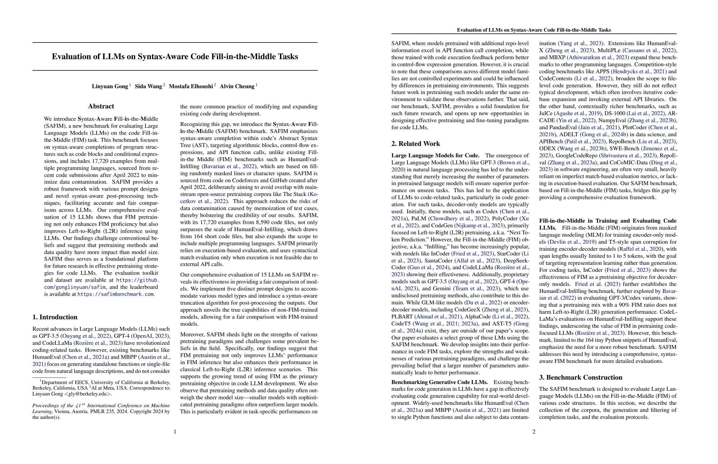 Evaluation of LLMs on Syntax-Aware Code Fill-in-the-Middle Tasks