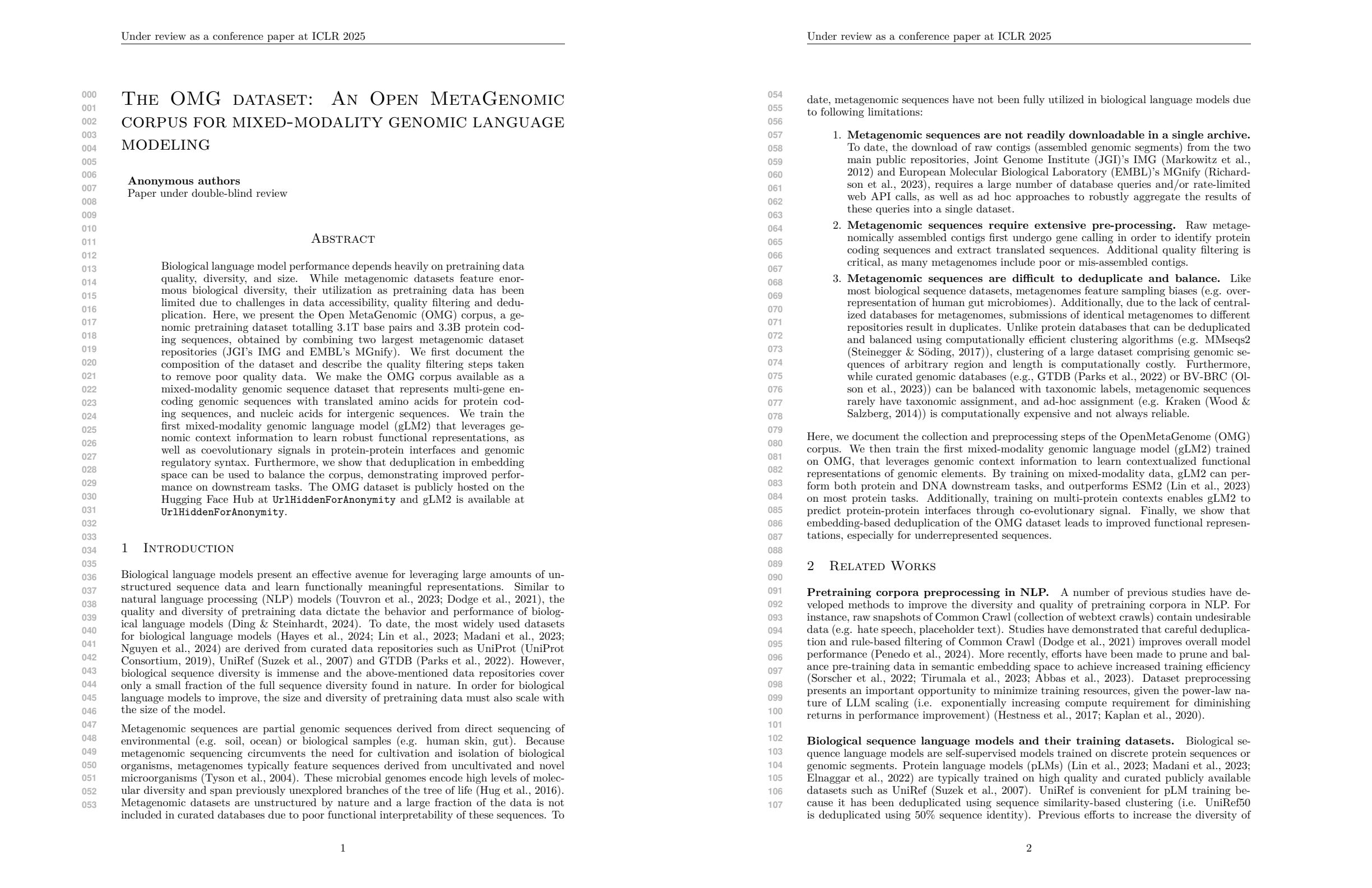 The OMG dataset: An Open MetaGenomic corpus for mixed-modality genomic ...