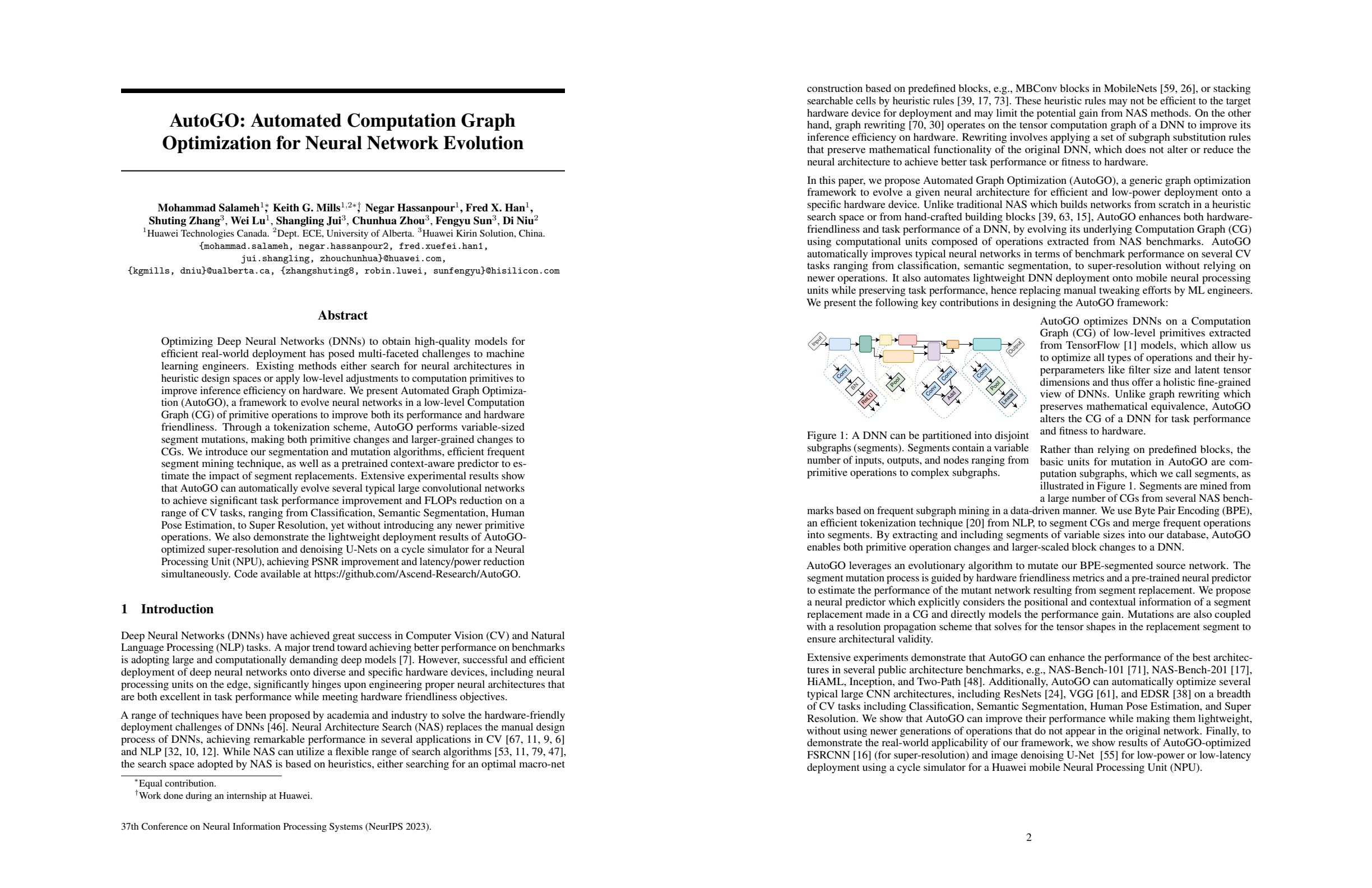 AutoGO: Automated Computation Graph Optimization for Neural Network ...