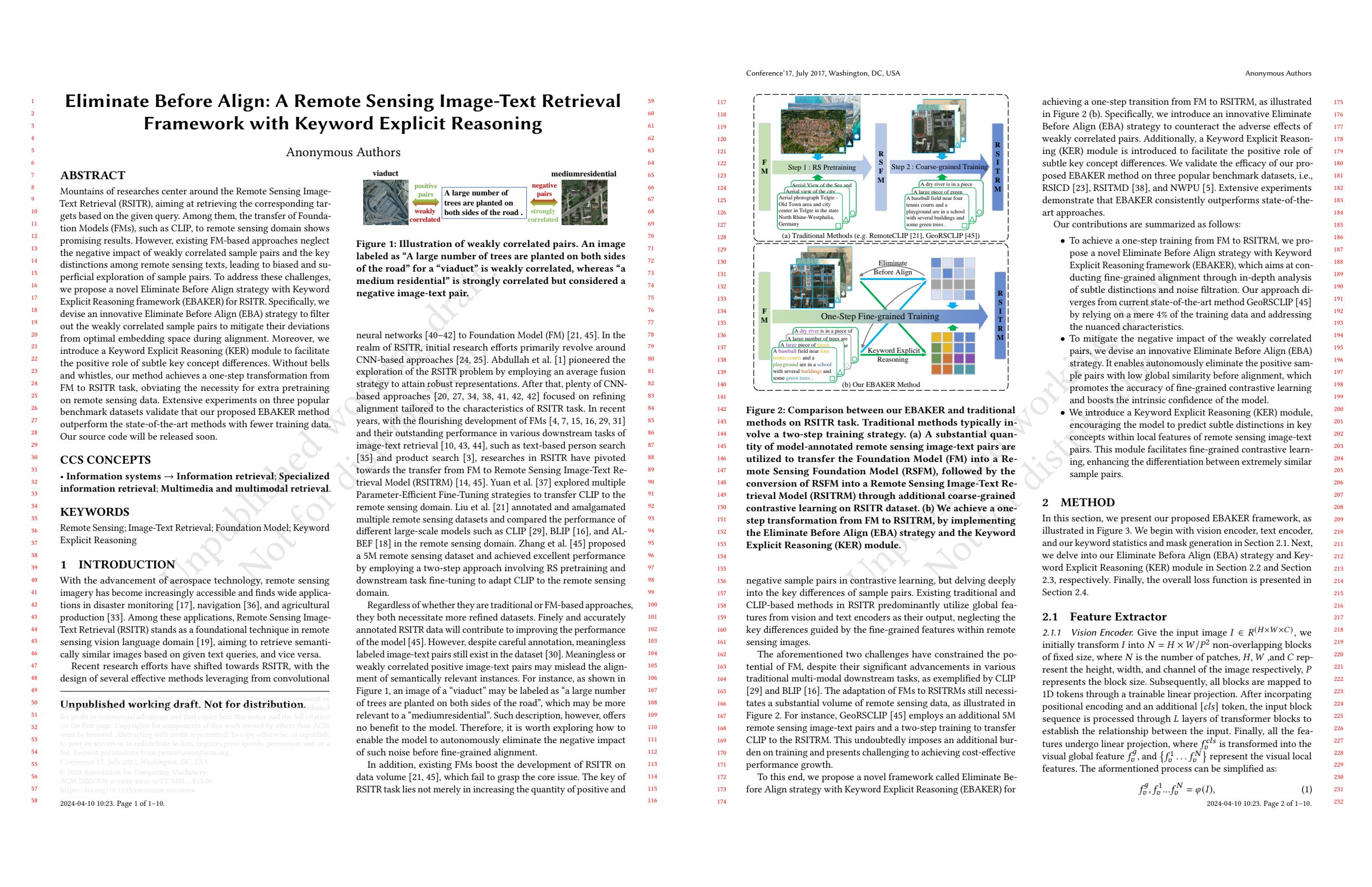 Eliminate Before Align: A Remote Sensing Image-Text Retrieval Framework with Keyword Explicit ...