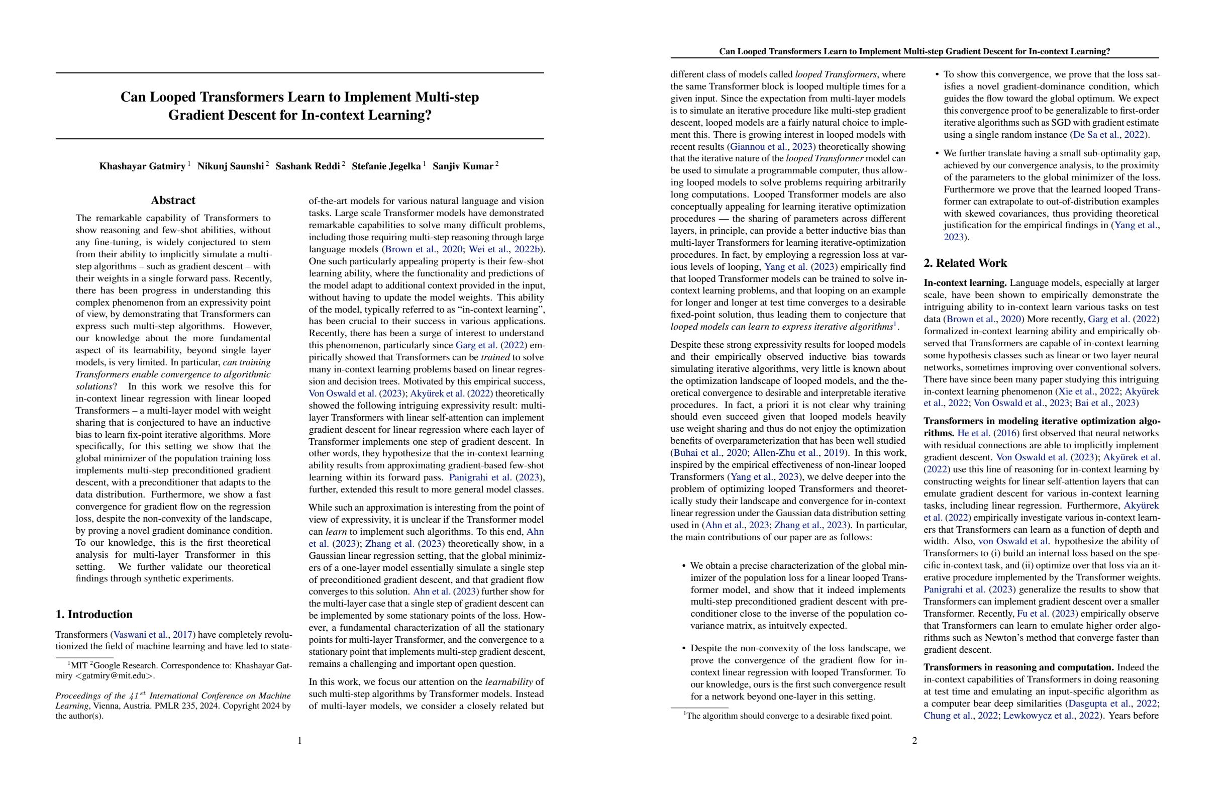 Can Looped Transformers Learn to Implement Multi-step Gradient Descent for In-context Learning?