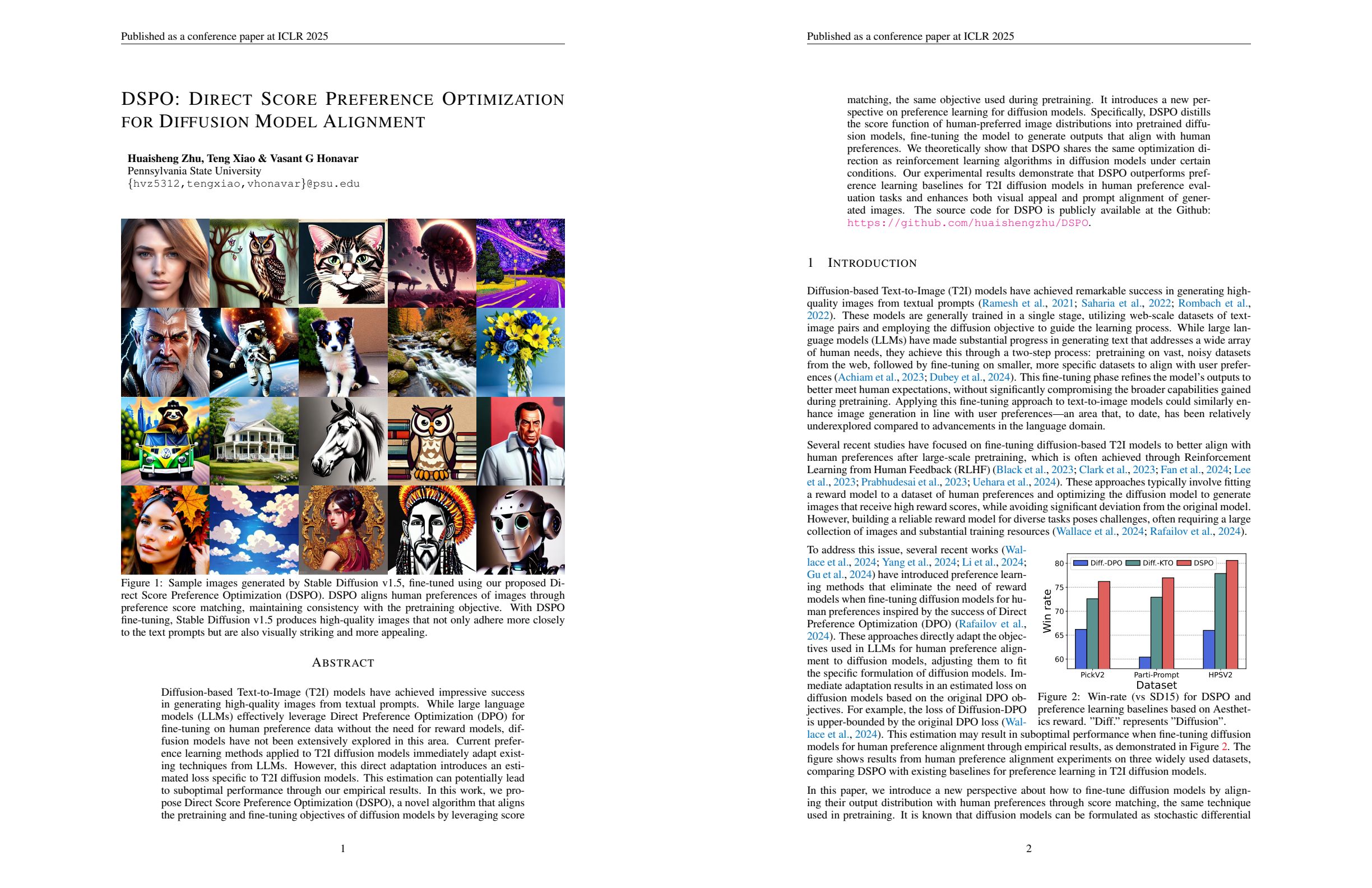 DSPO: Direct Score Preference Optimization for Diffusion Model Alignment
