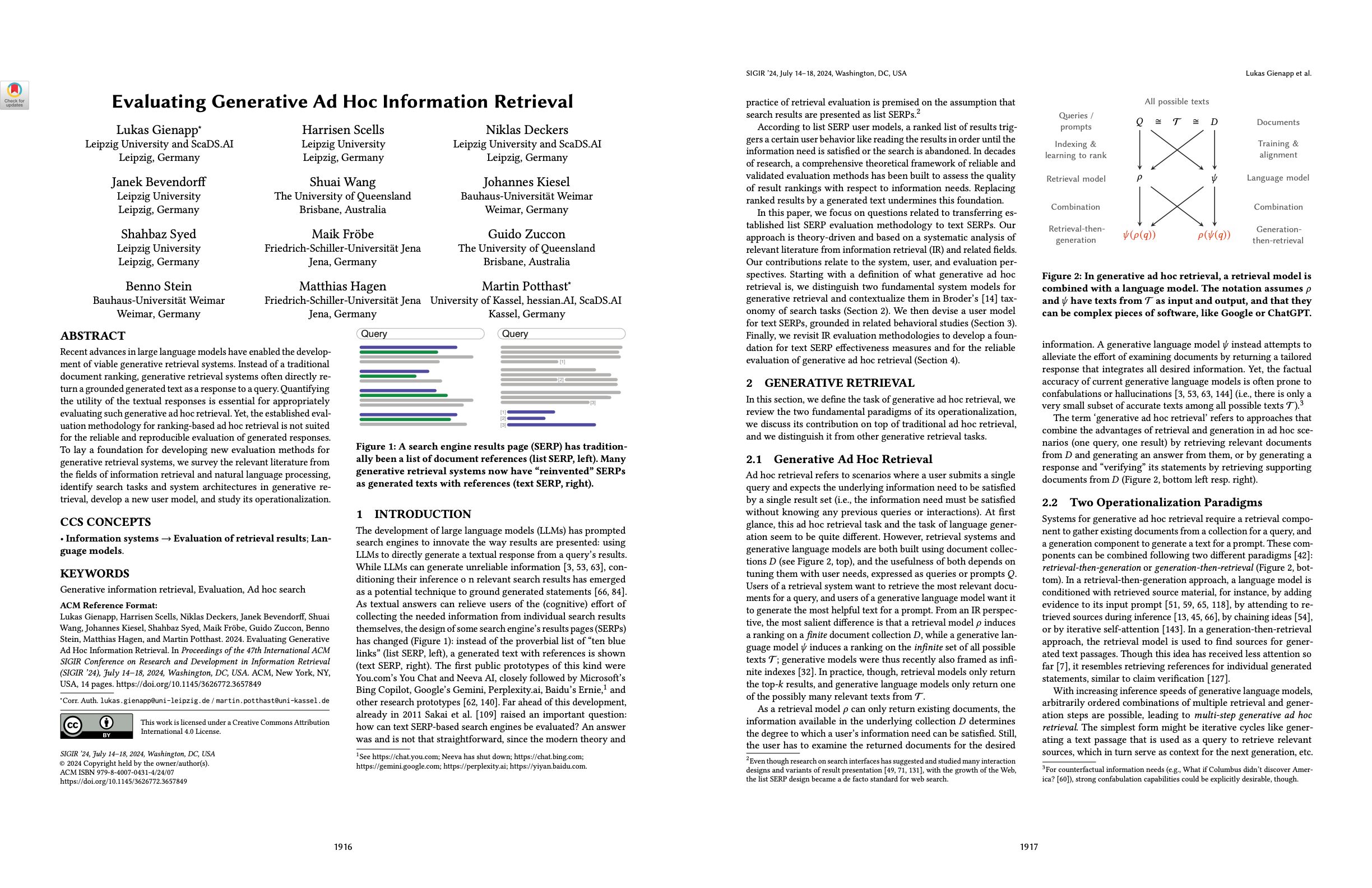 Evaluating Generative Ad Hoc Information Retrieval