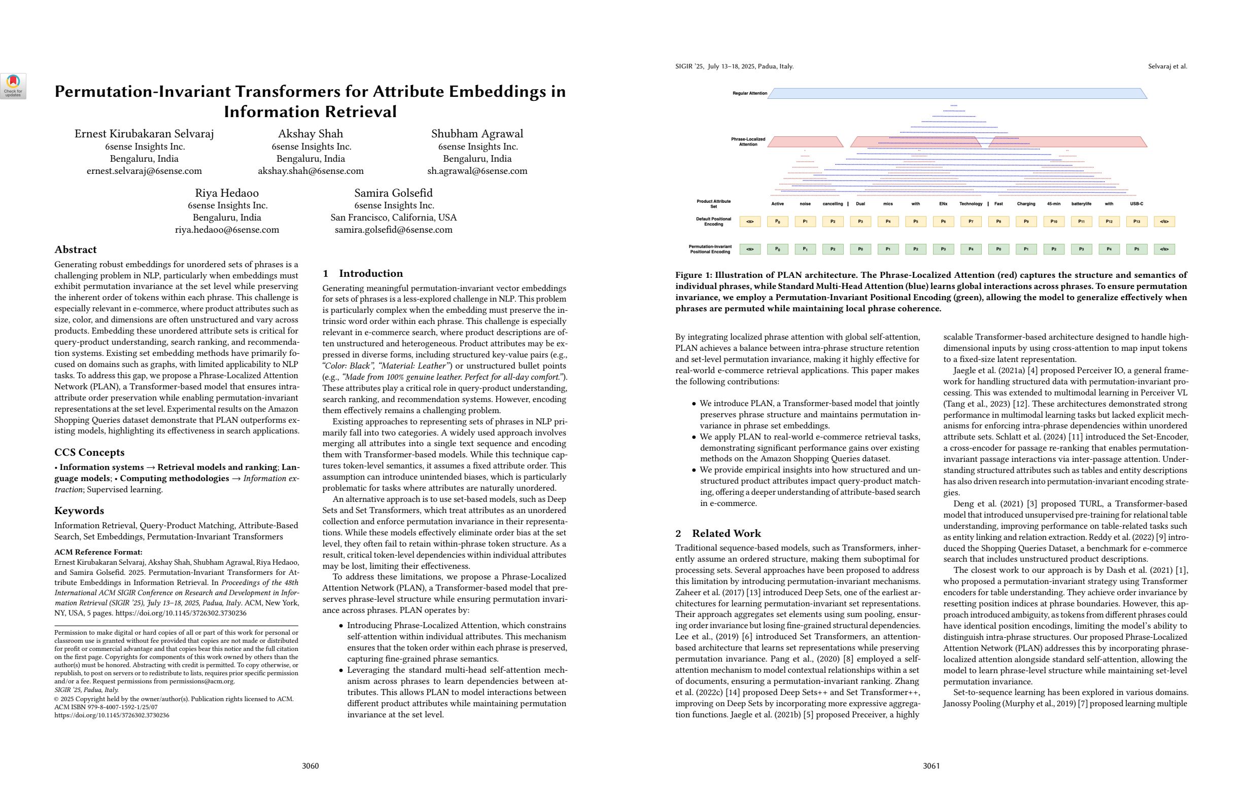 Permutation-Invariant Transformers for Attribute Embeddings in Information Retrieval